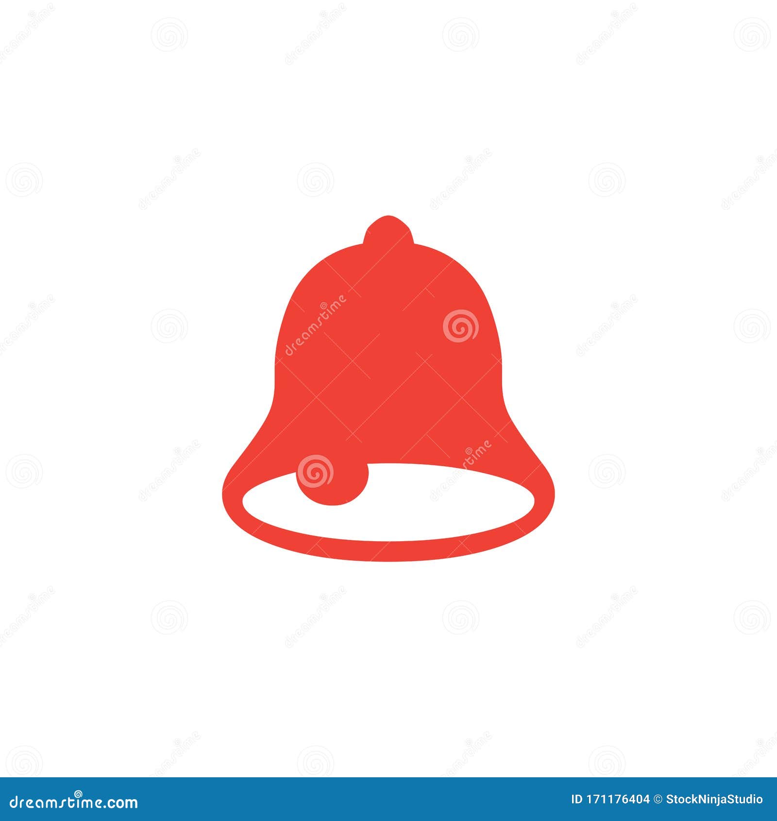 Bell Red Icon on White Background. Red Flat Style Vector Illustration ...