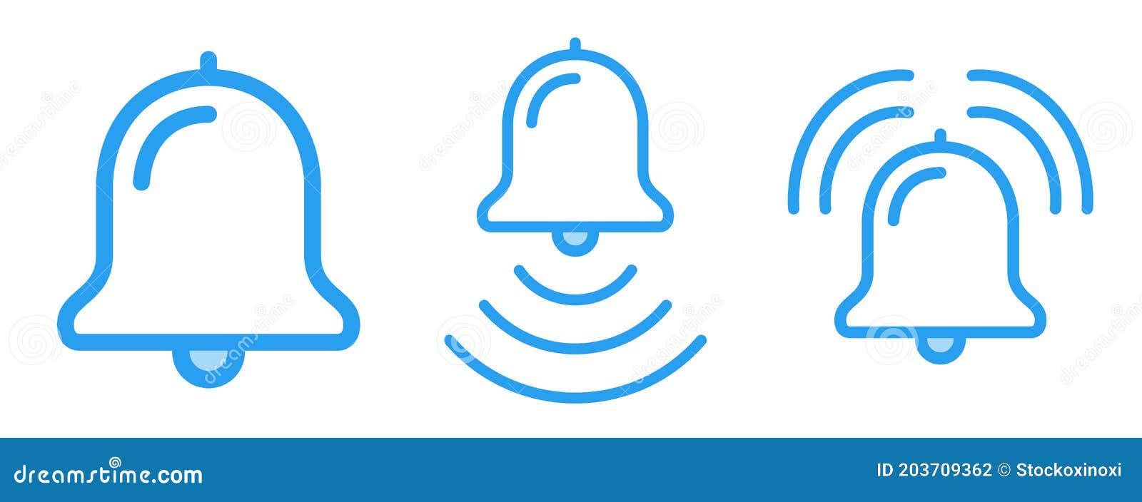 Bell Ring Icons Vector Line Art Illustrations Stock Vector ...