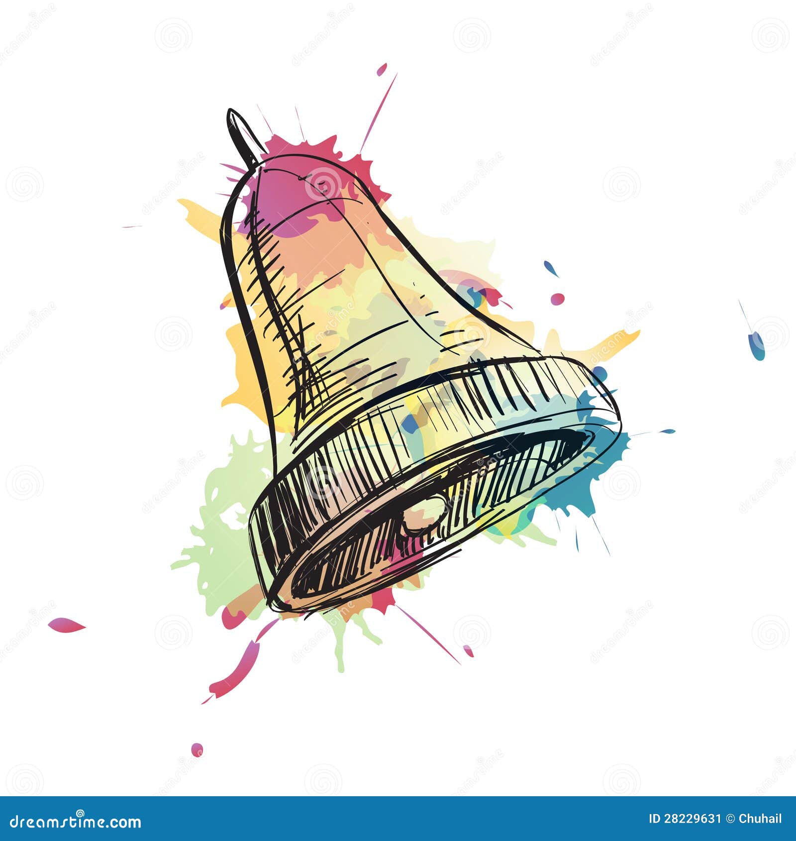 Bell Ring Watercolor Sketch Vector Illustration Stock Vector ...