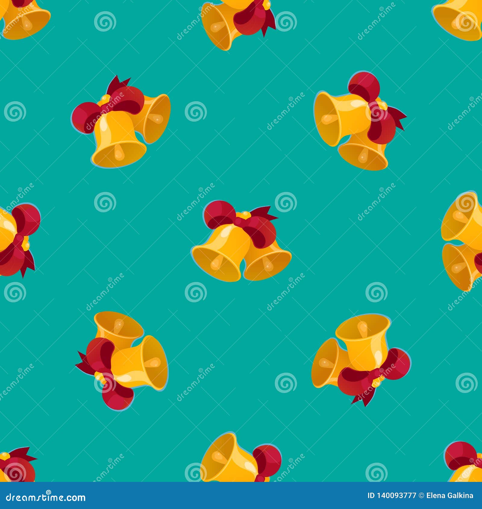 Bell seamless pattern stock vector. Illustration of jingle - 140093777
