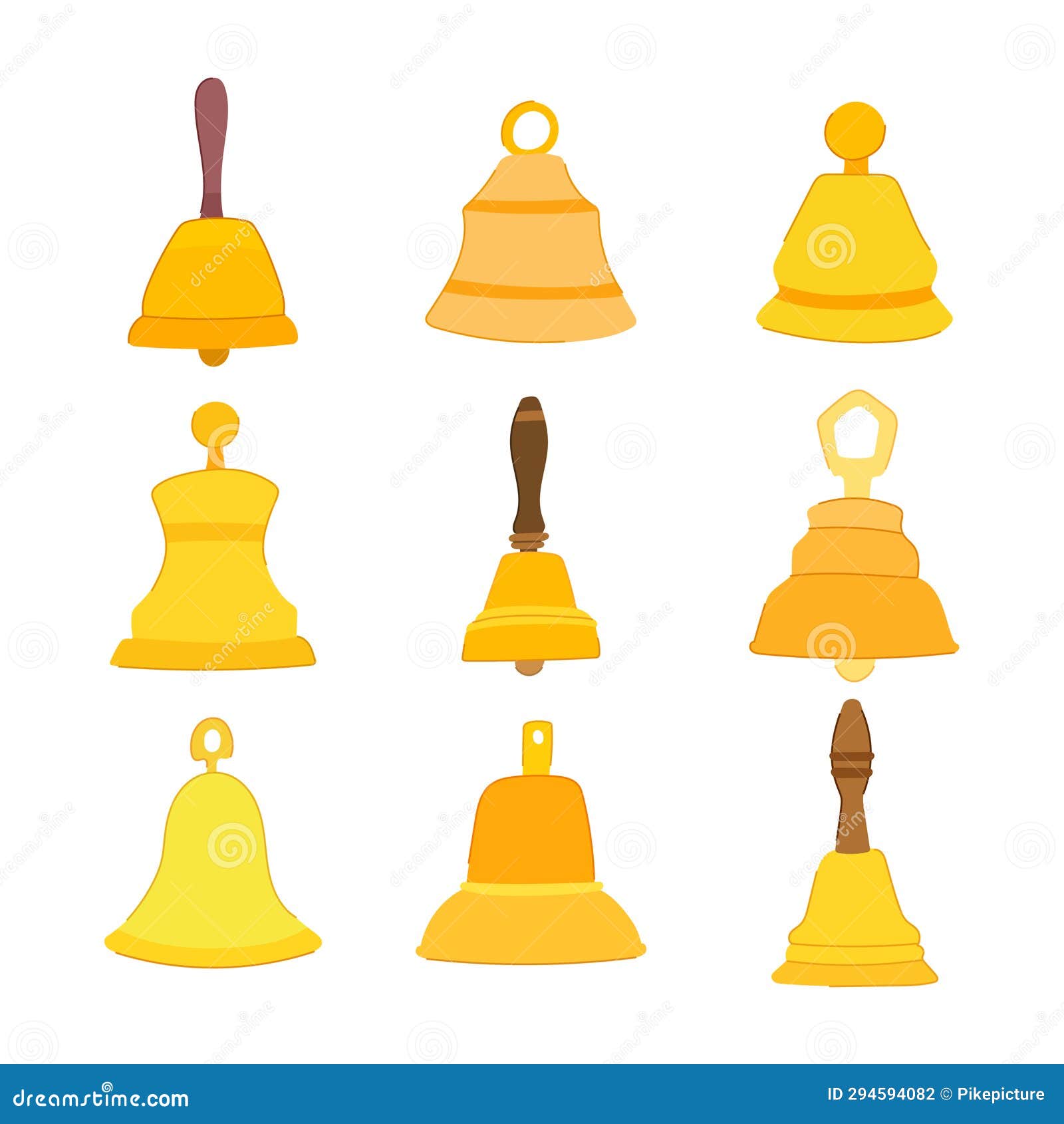 Bell Set Cartoon Vector Illustration Stock Vector - Illustration of ...