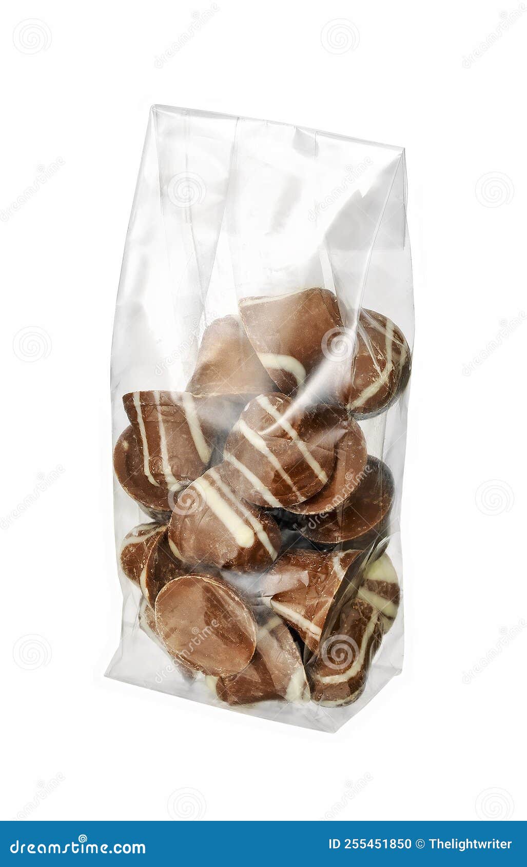 Bell Shaped Chocolate Bon Bon in Plastic Bag Isolated on White Stock ...