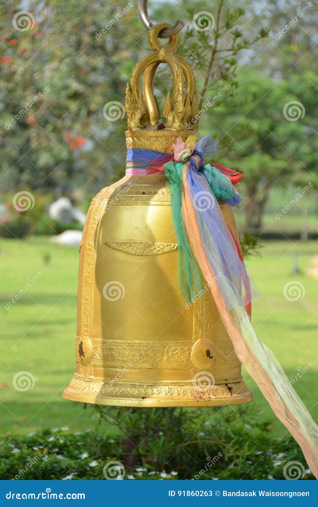 Bell Structure in a Wat Temple Stock Image - Image of decoration, bell ...
