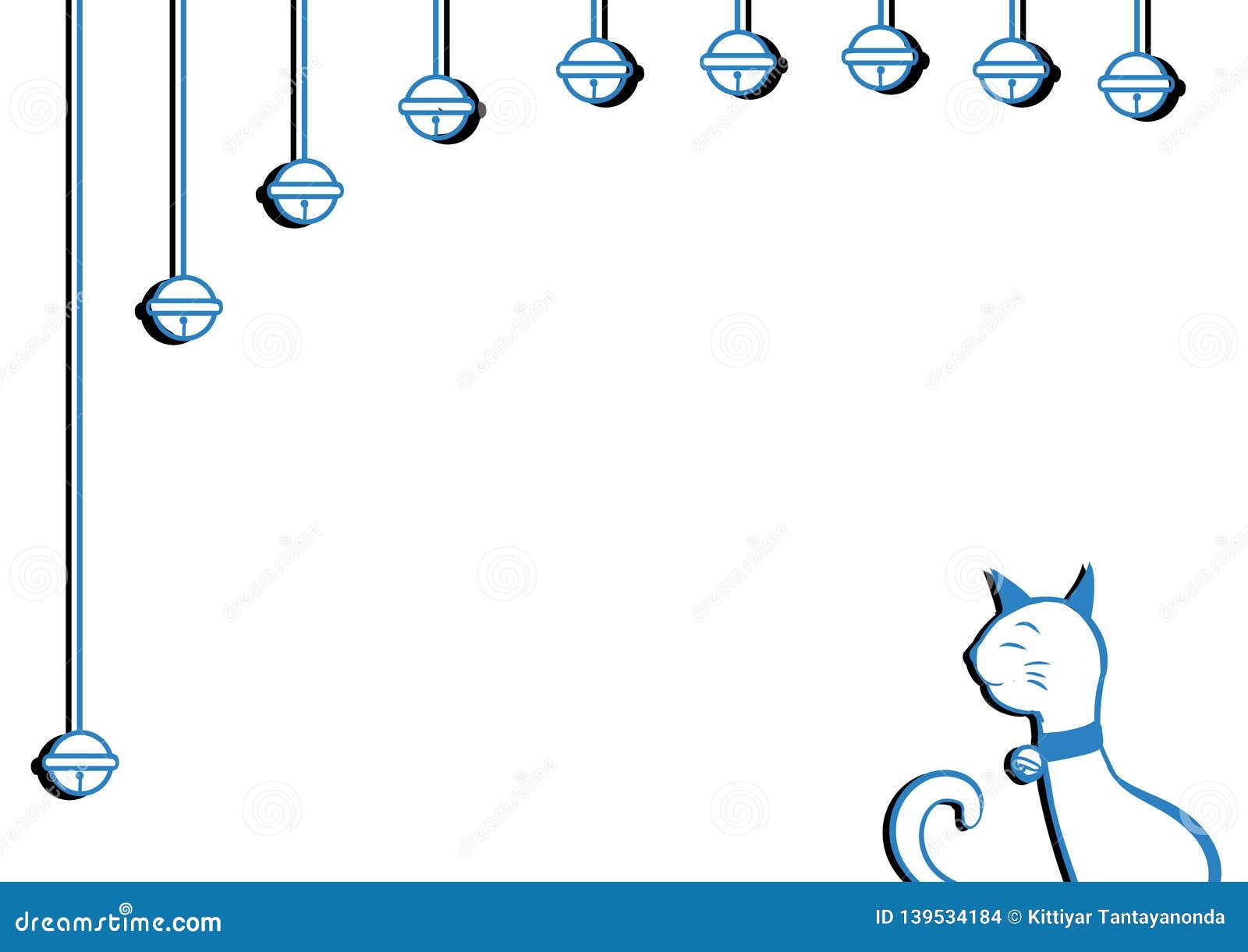 Bell Surrounded Cat Background Picture Frame Stock Illustration ...