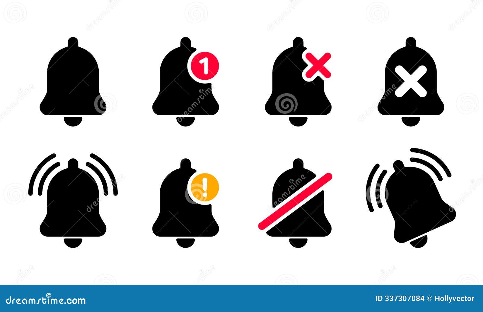 Bell Symbols For Web, App, Ui. Notification Bell Icon. Ringing Bell ...