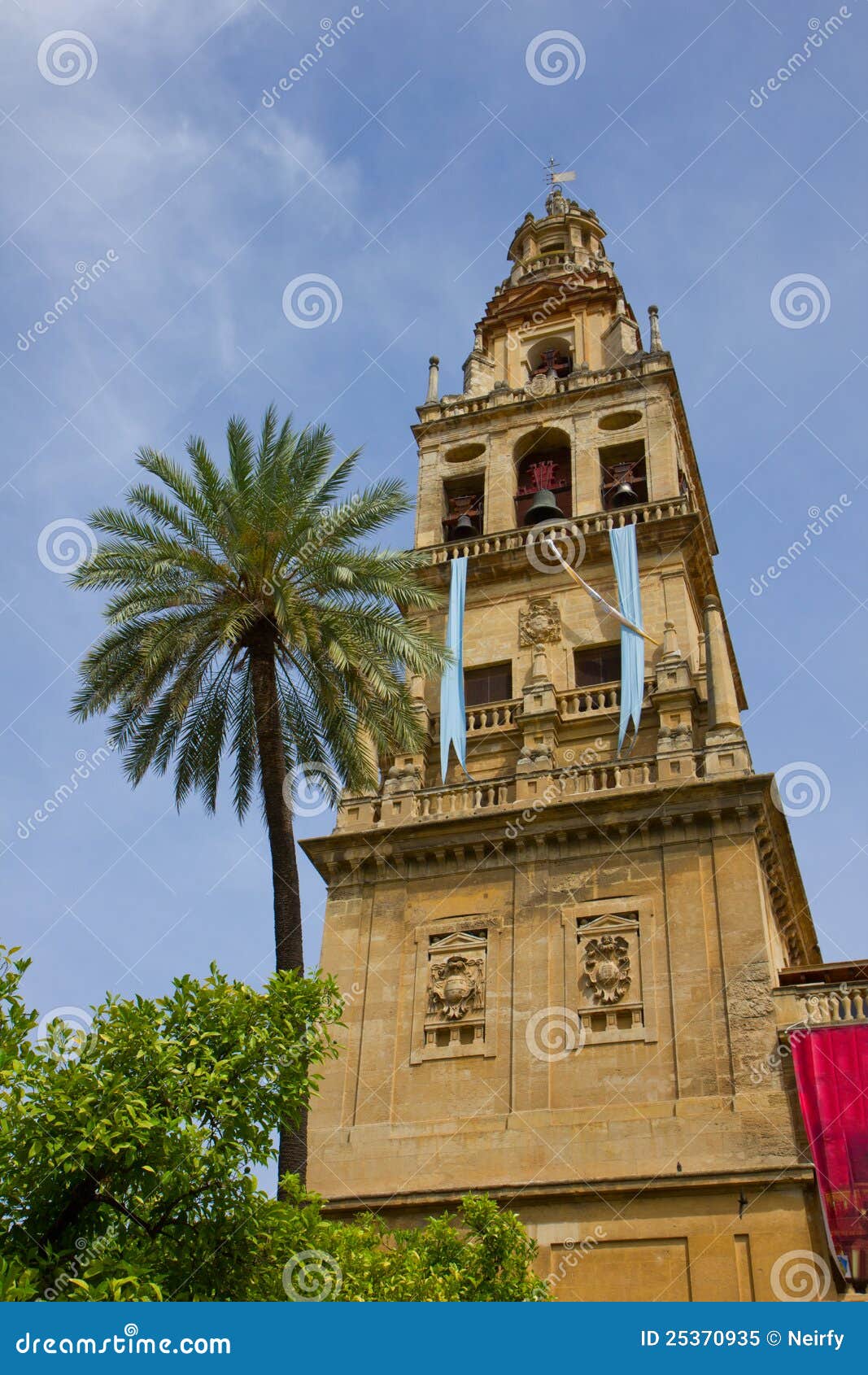 Bell Tower of Cathedral, Cordoba, Spain Stock Image - Image of mezquita ...