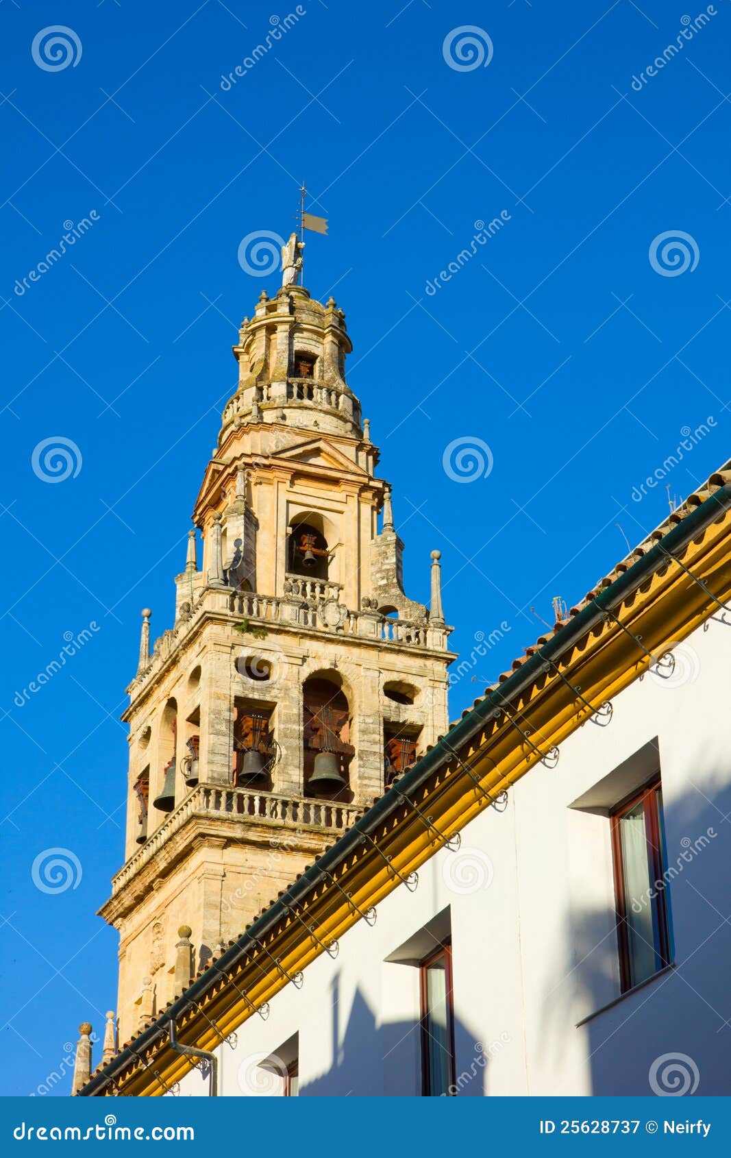 Bell Tower of Cathedral, Cordoba, Spain Stock Image - Image of bell ...