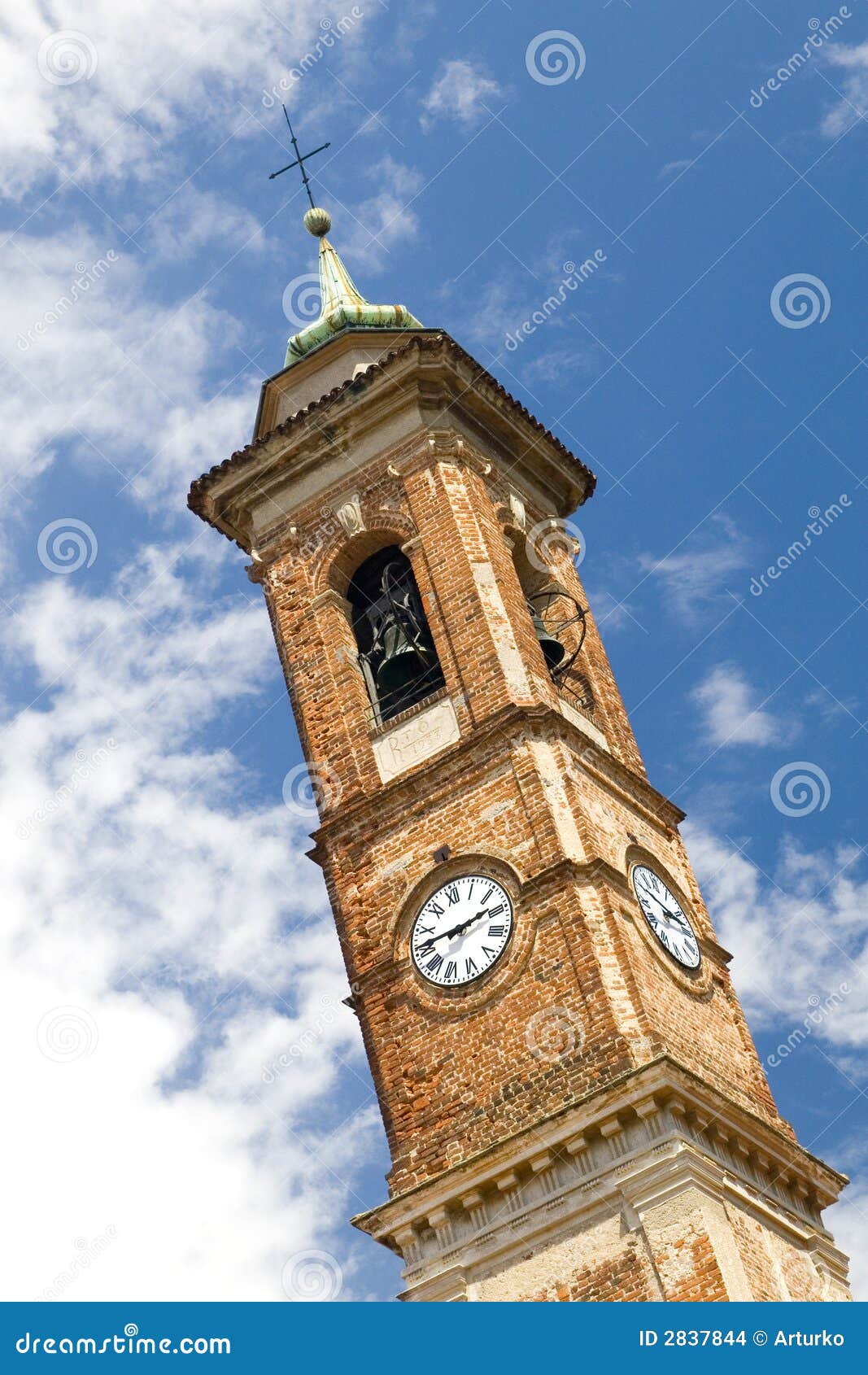 Bell tower with a clock stock photo. Image of religious - 2837844