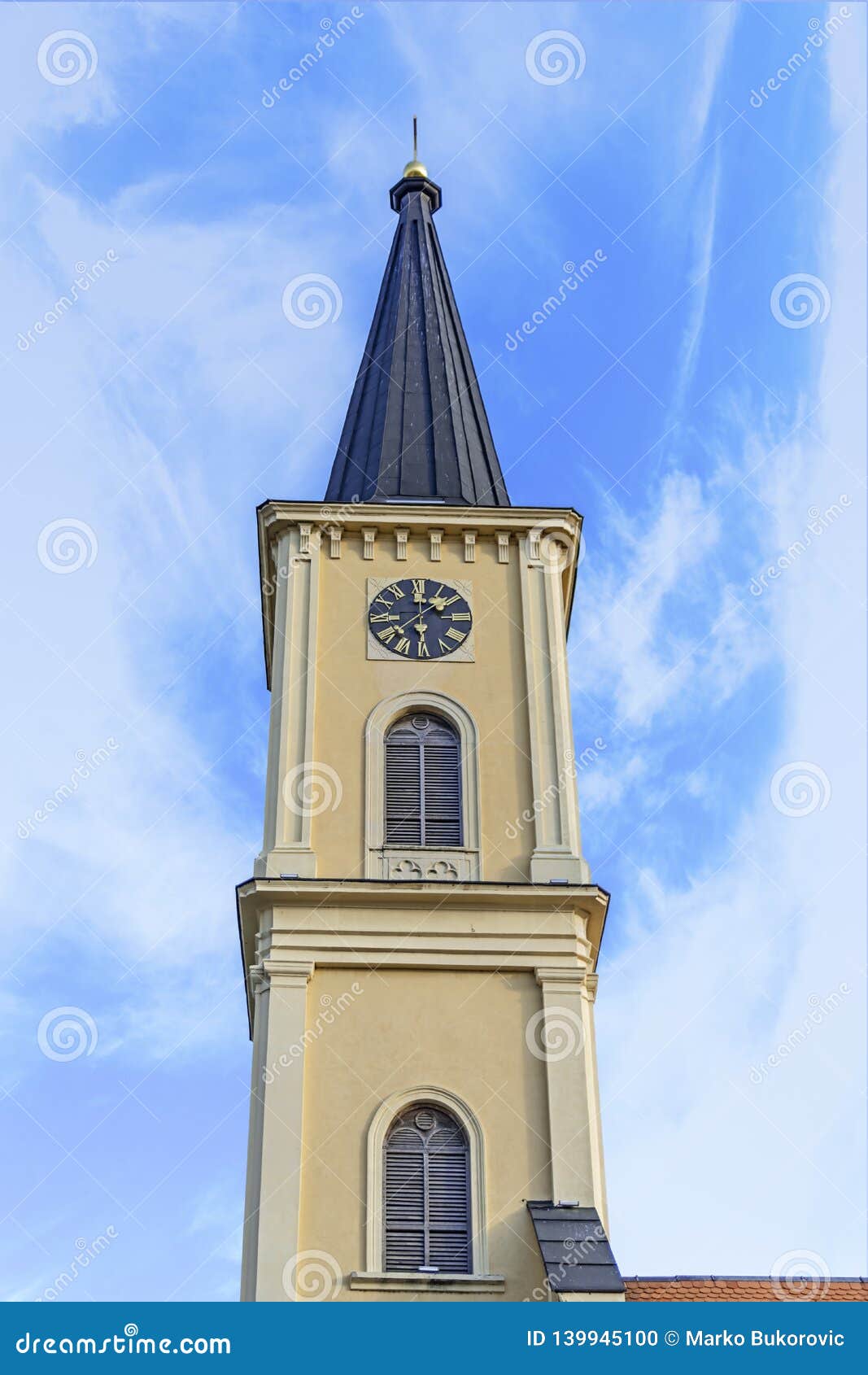 Bell Tower with Clock at Old Town Stock Photo - Image of bell, detail ...