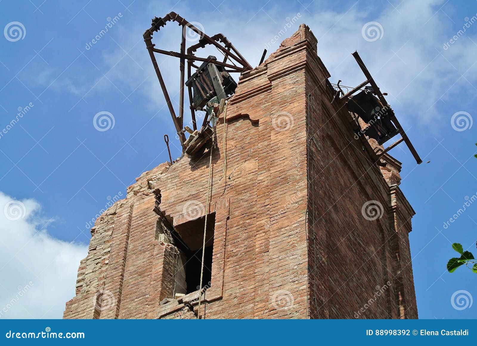 Bell Tower Destroyed by the Earthquake Stock Photo - Image of brick ...