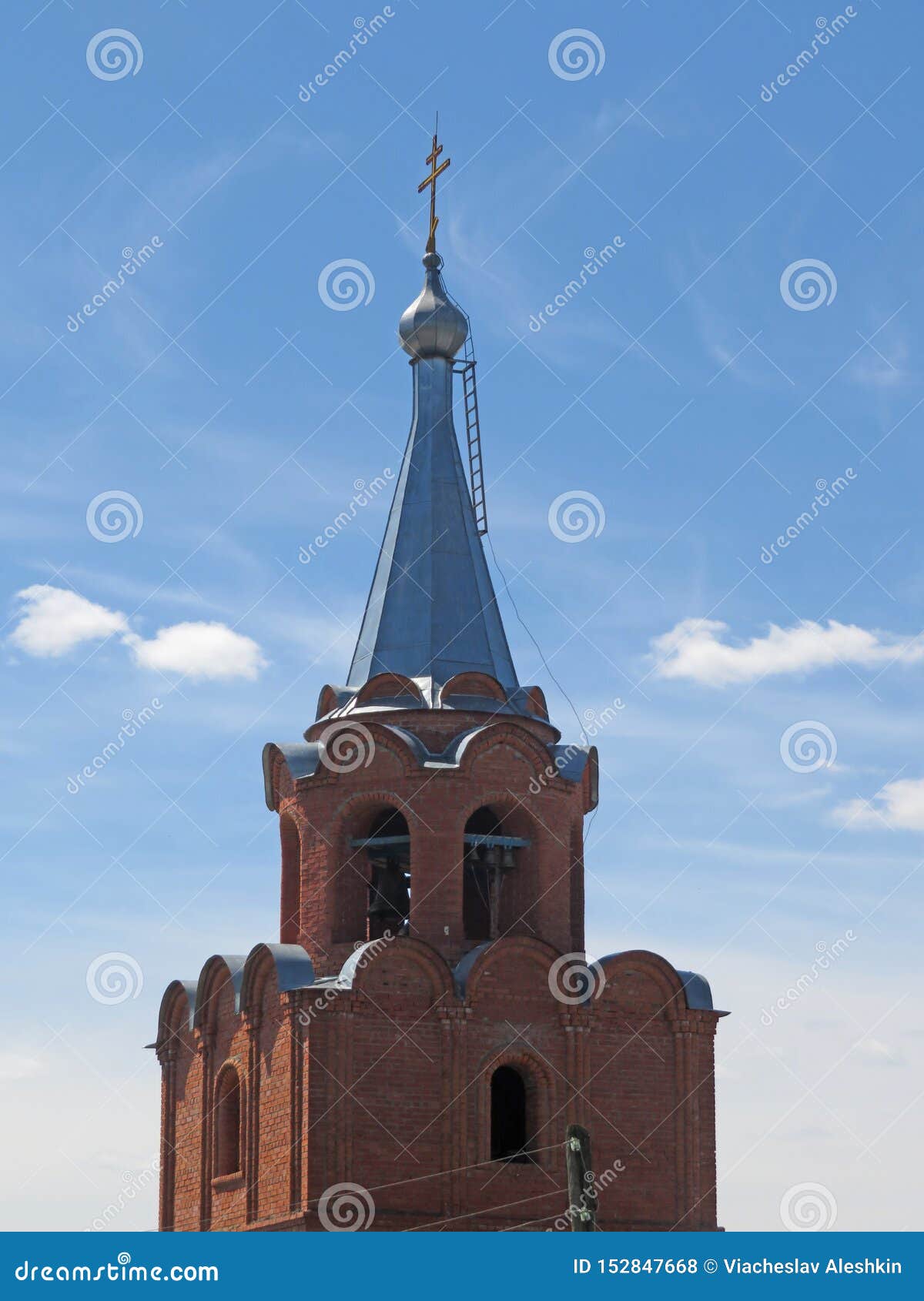 Bell Tower Dome of a Rural Brick Church Stock Photo - Image of ancient ...
