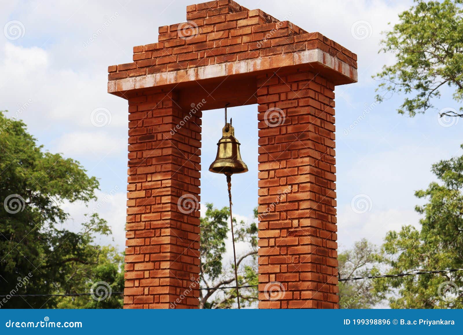 Red Brick Bell Tower with Bell Stock Photo - Image of ancient, tower ...