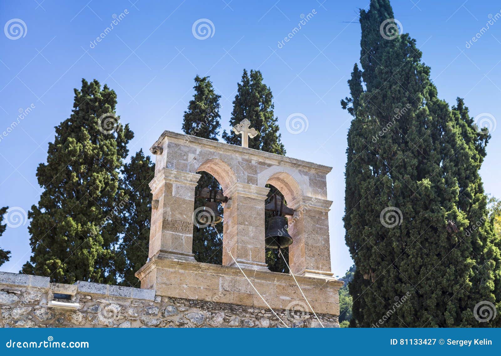 Bell Tower of Monastery Kera Kardiotissa Stock Image - Image of ...
