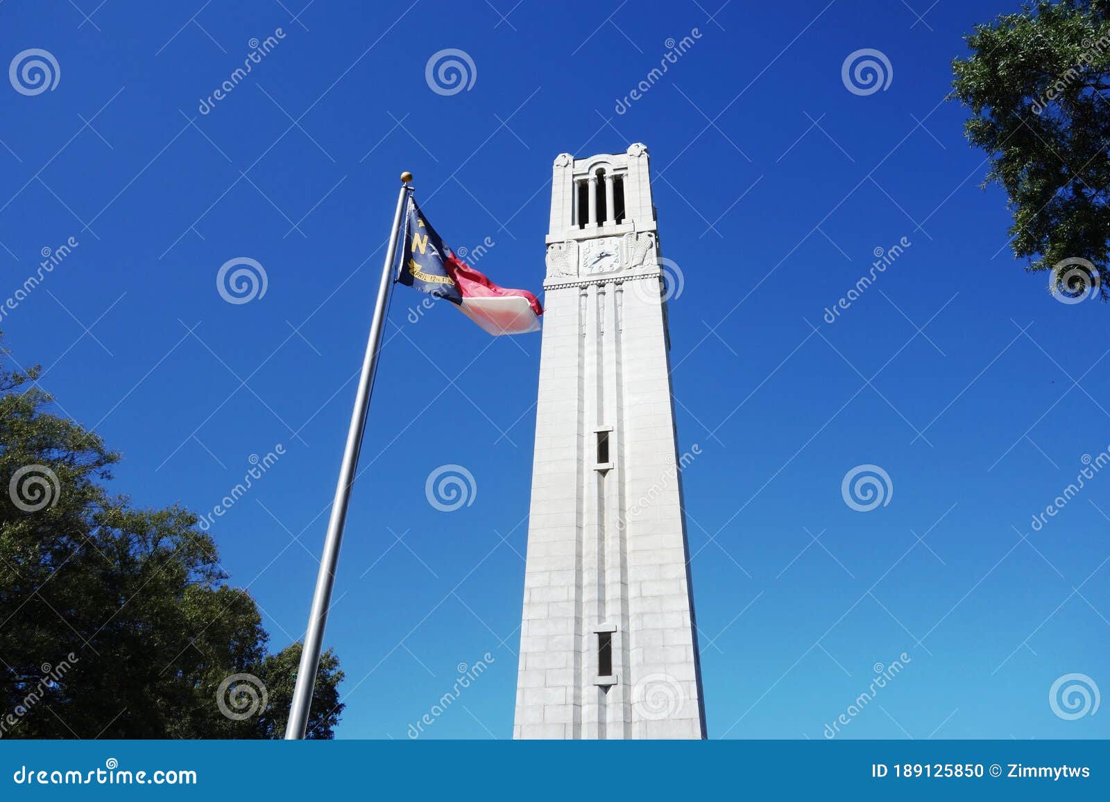 The Bell Tower and NC State Flag on the Campus of NC State University ...