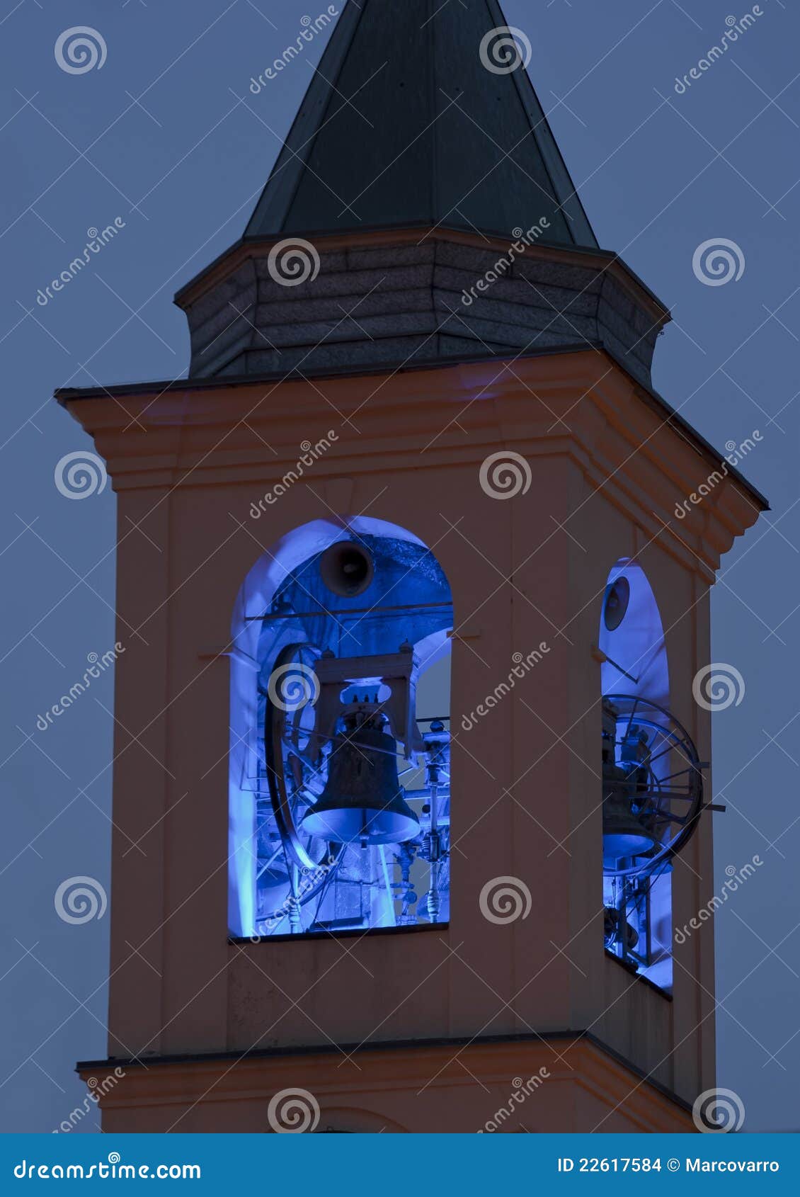 Bell tower by night stock photo. Image of belltower, light - 22617584