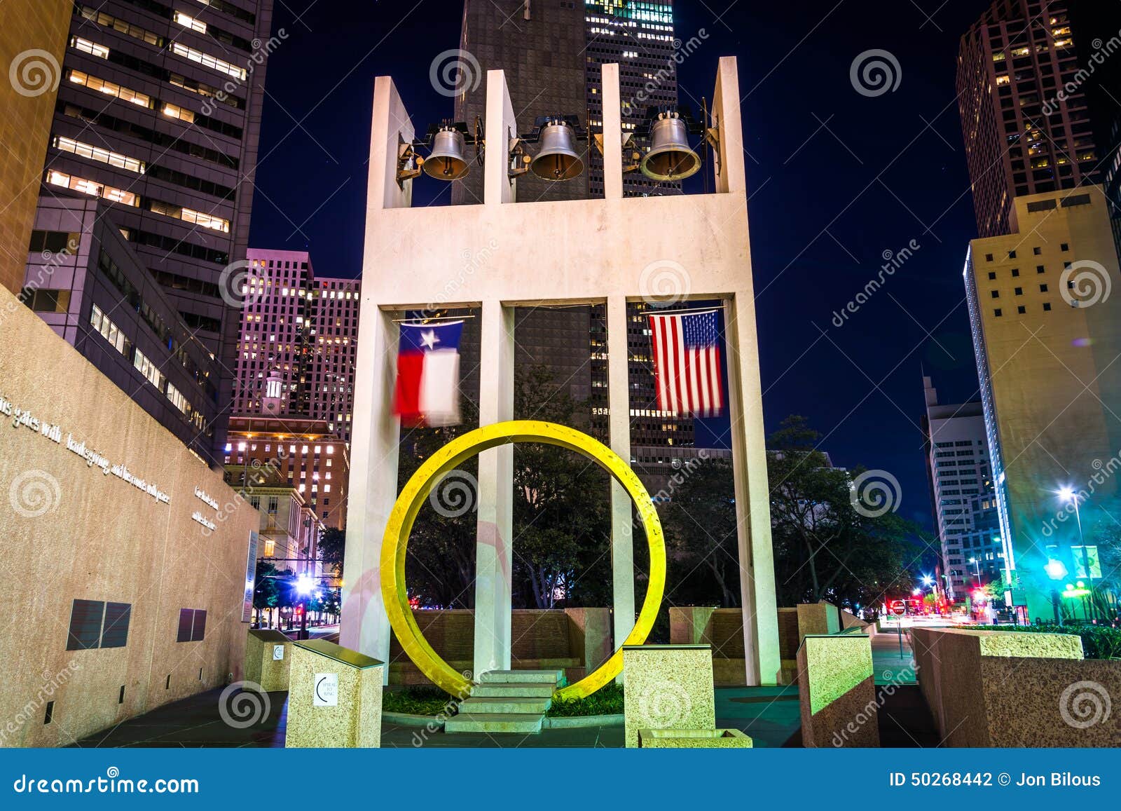 The Bell Tower at Night, at Thanks-Giving Square, in Dallas, Tex Stock ...