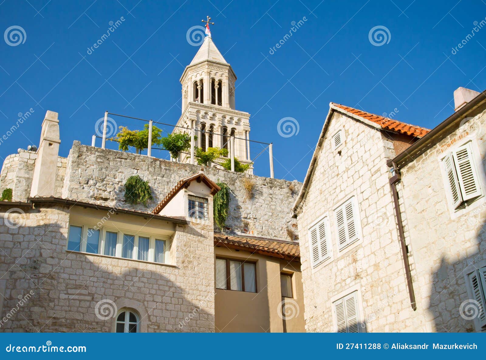 Bell Tower of the Saint Domnius Cathedral in Split Stock Photo - Image ...
