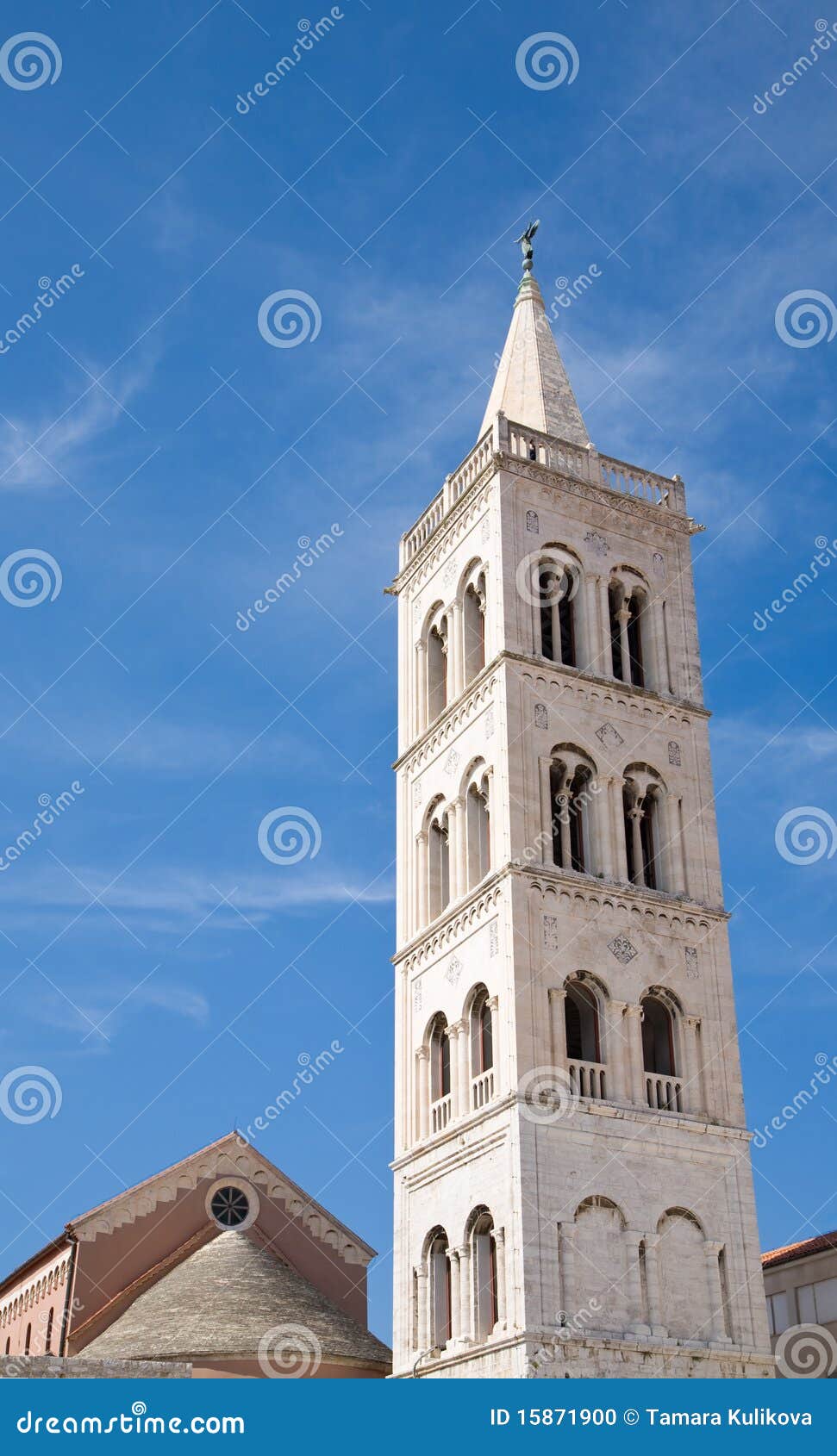 Bell-tower of the St Anastasia Cathedral in Zadar Stock Photo - Image ...