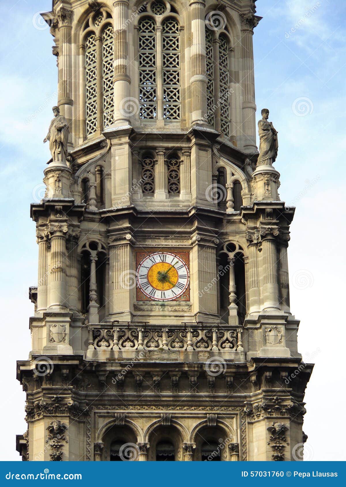 Bell Tower in the Trinity Church, Paris. Stock Photo - Image of tower ...