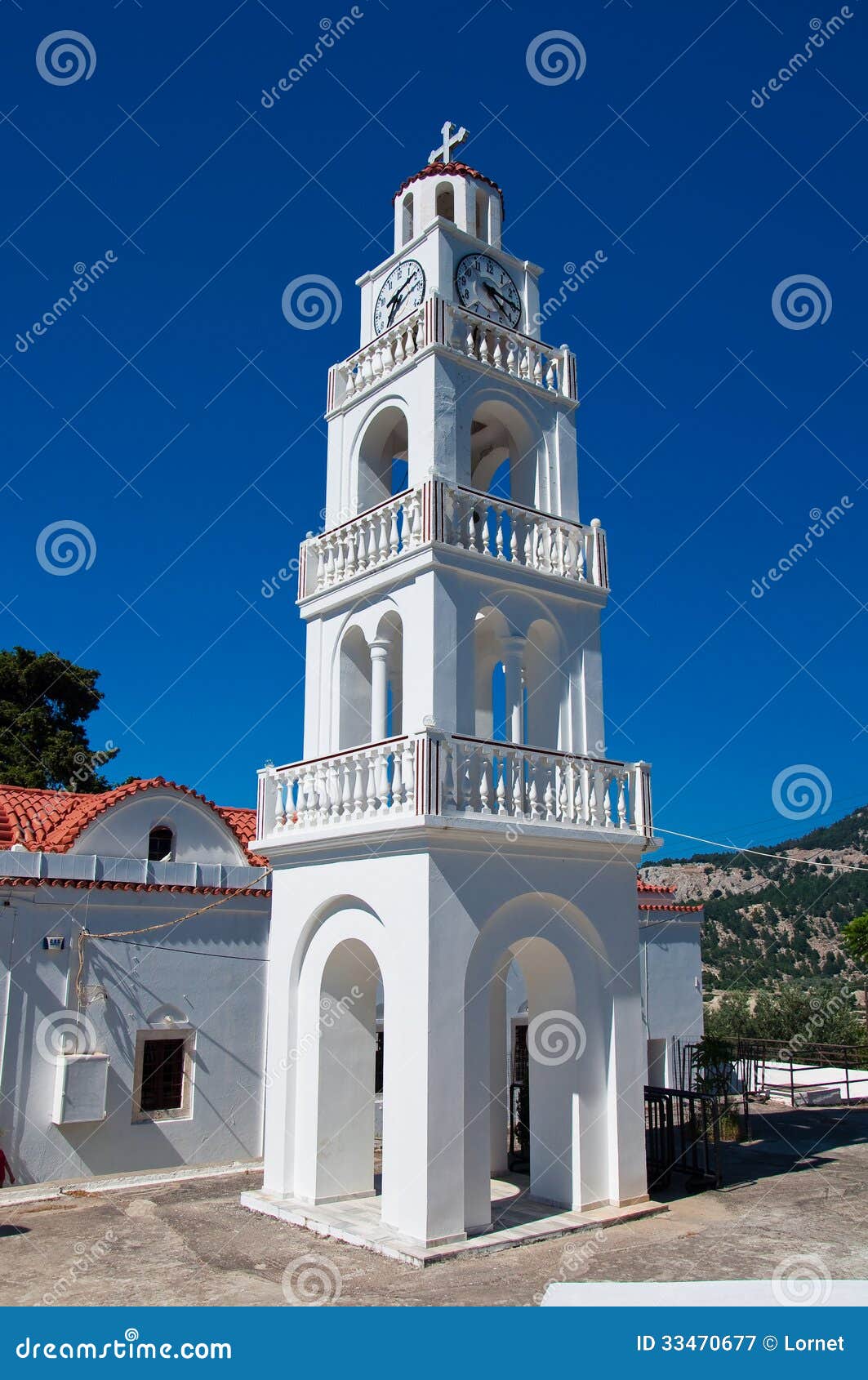 The Bell Tower of Tsambika Monastery, Rhodes, Greece. Stock Image ...