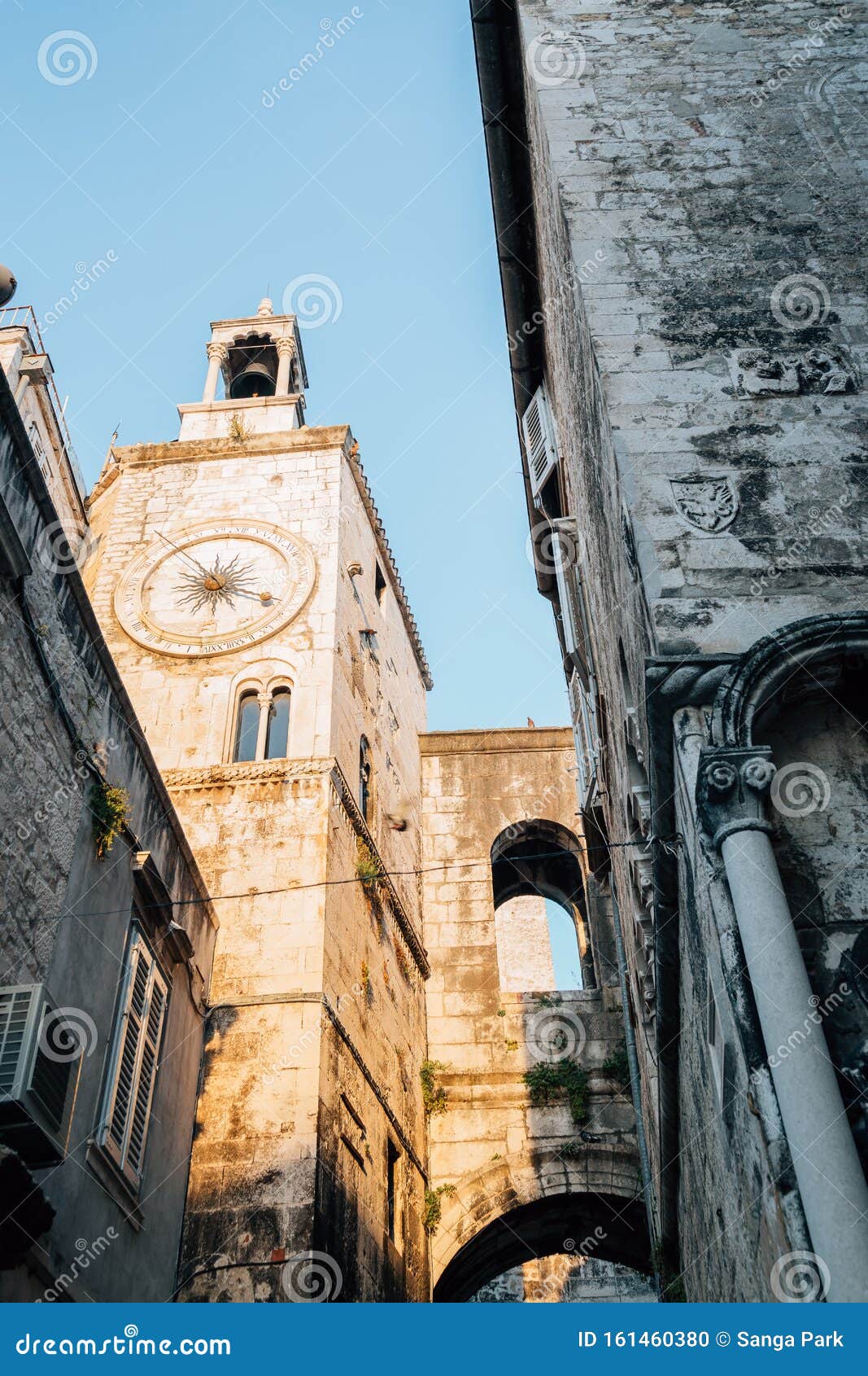 The Bell Tower Under the Clock in Split, Croatia Stock Photo - Image of ...