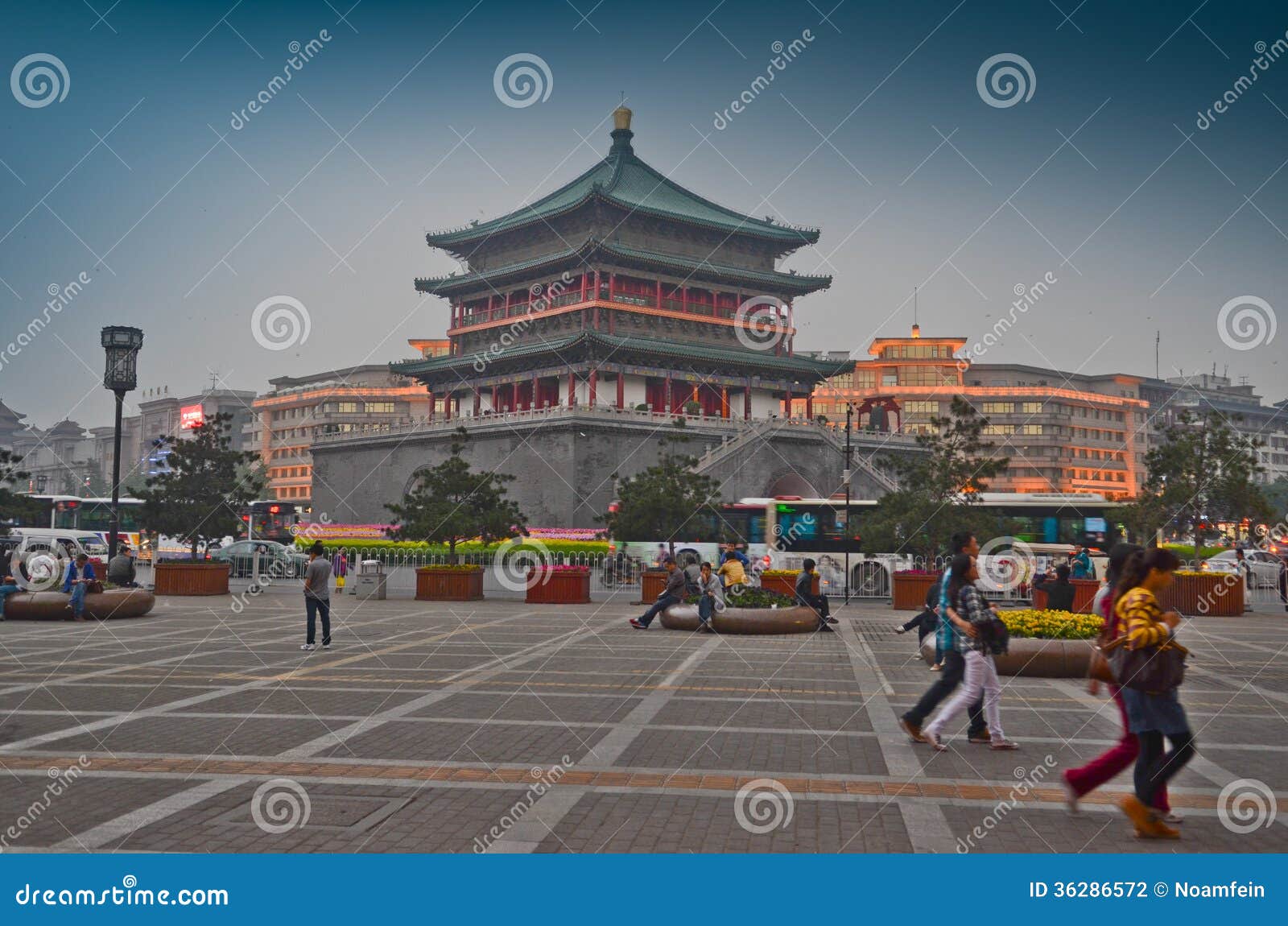 The Bell Tower in Xian editorial photography. Image of building - 36286572