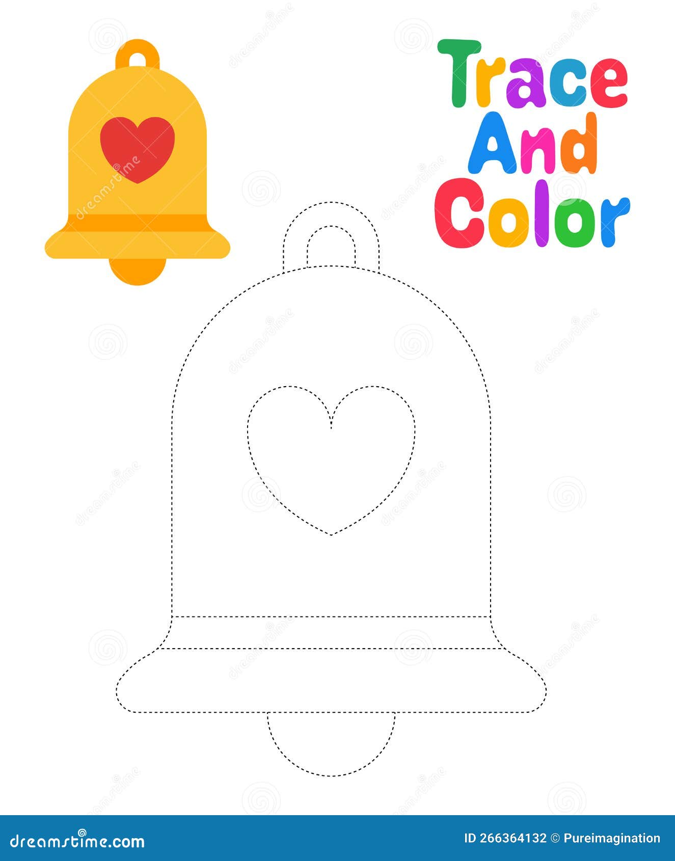 Bell Tracing Worksheet for Kids Stock Vector - Illustration of bell ...