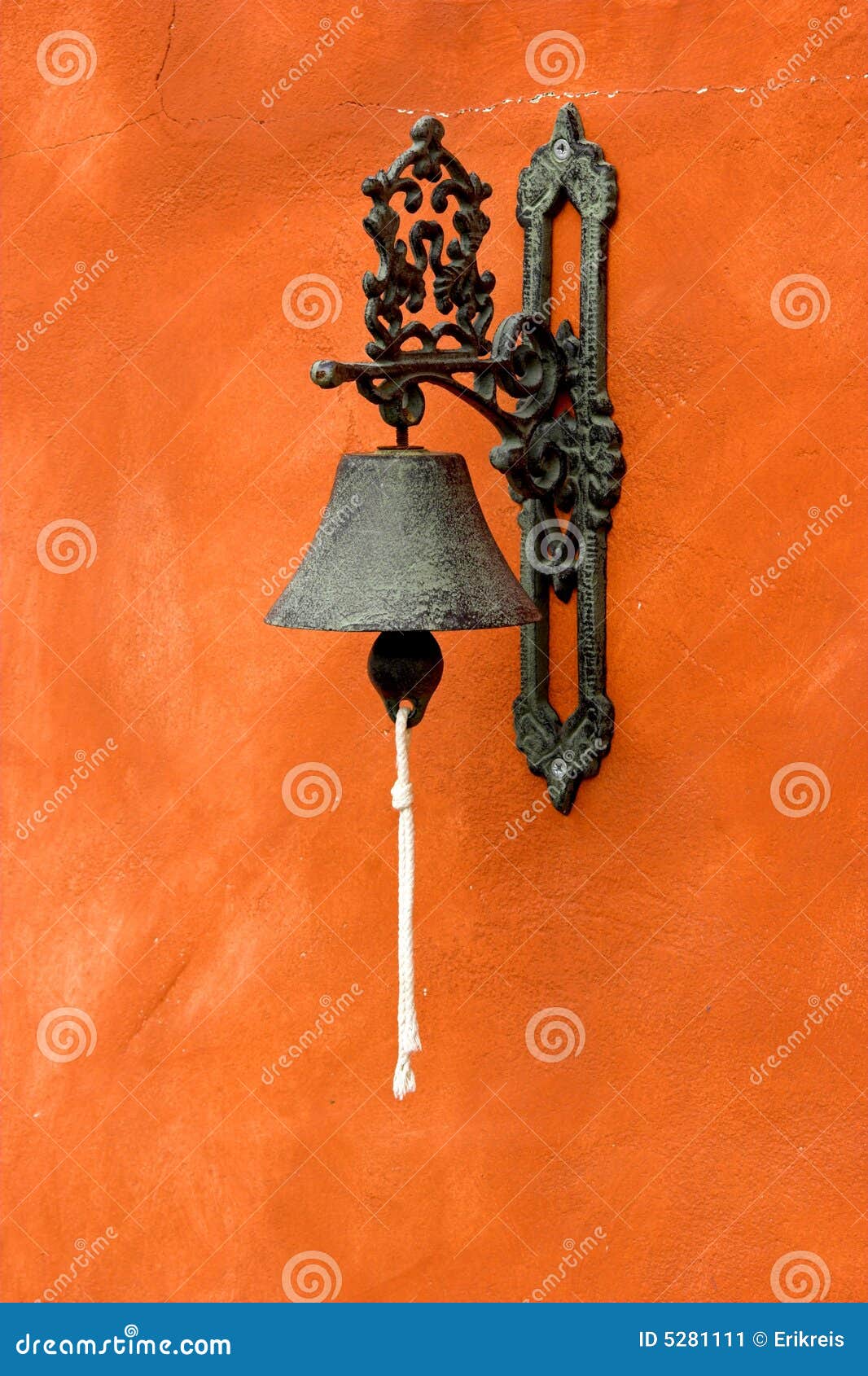 Bell on a wall stock image. Image of rope, jingle, travel - 5281111