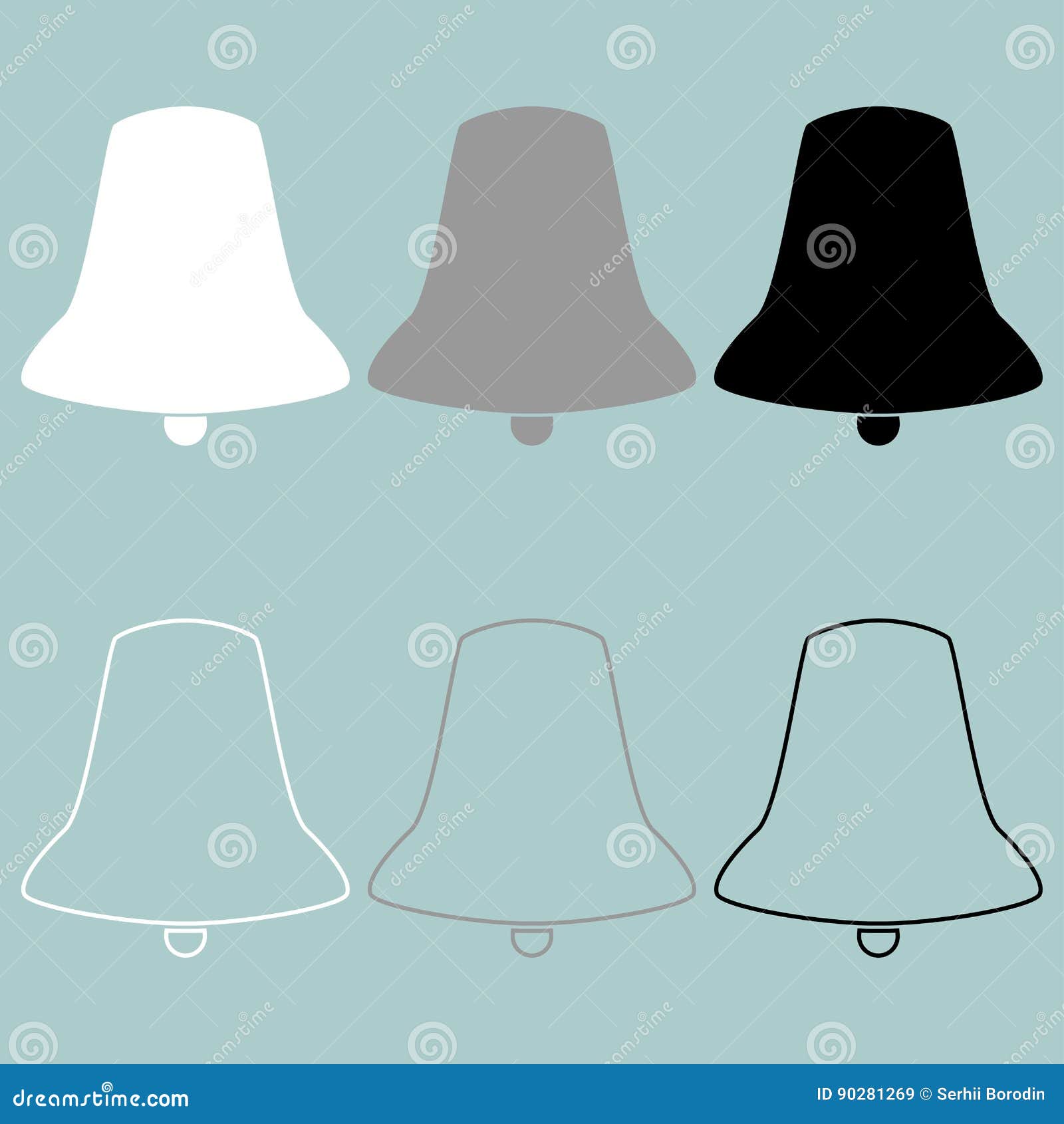 Bell White Grey Black Icon. Stock Vector - Illustration of alarm, ring ...