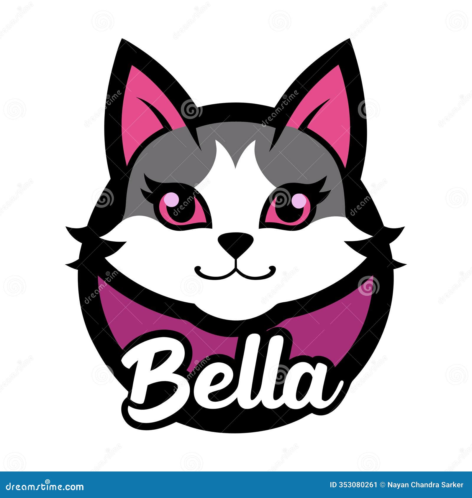 Bella cat head mascot logo stock illustration. Illustration of wildlife ...