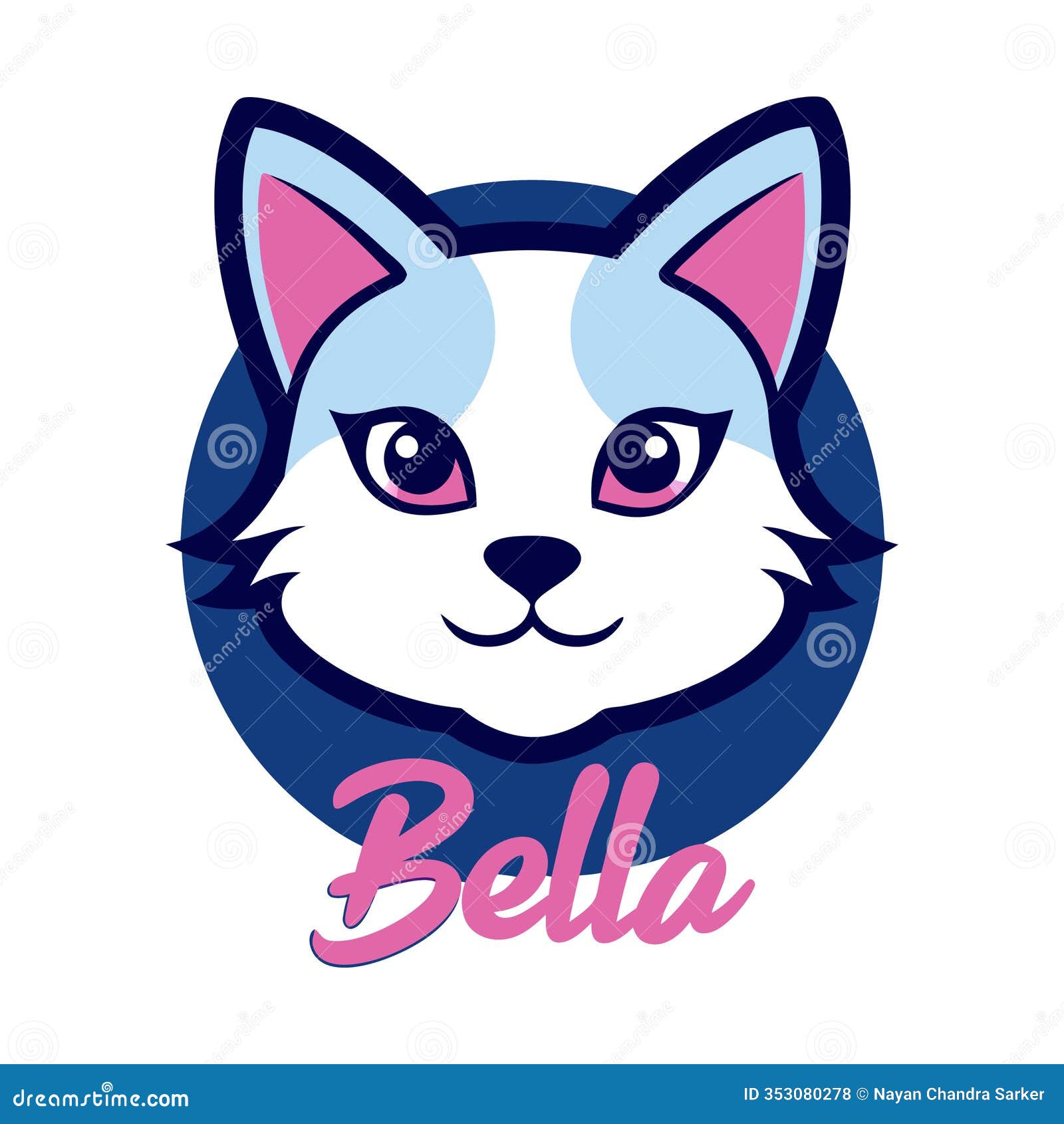 Bella cat head mascot logo stock illustration. Illustration of oliver ...