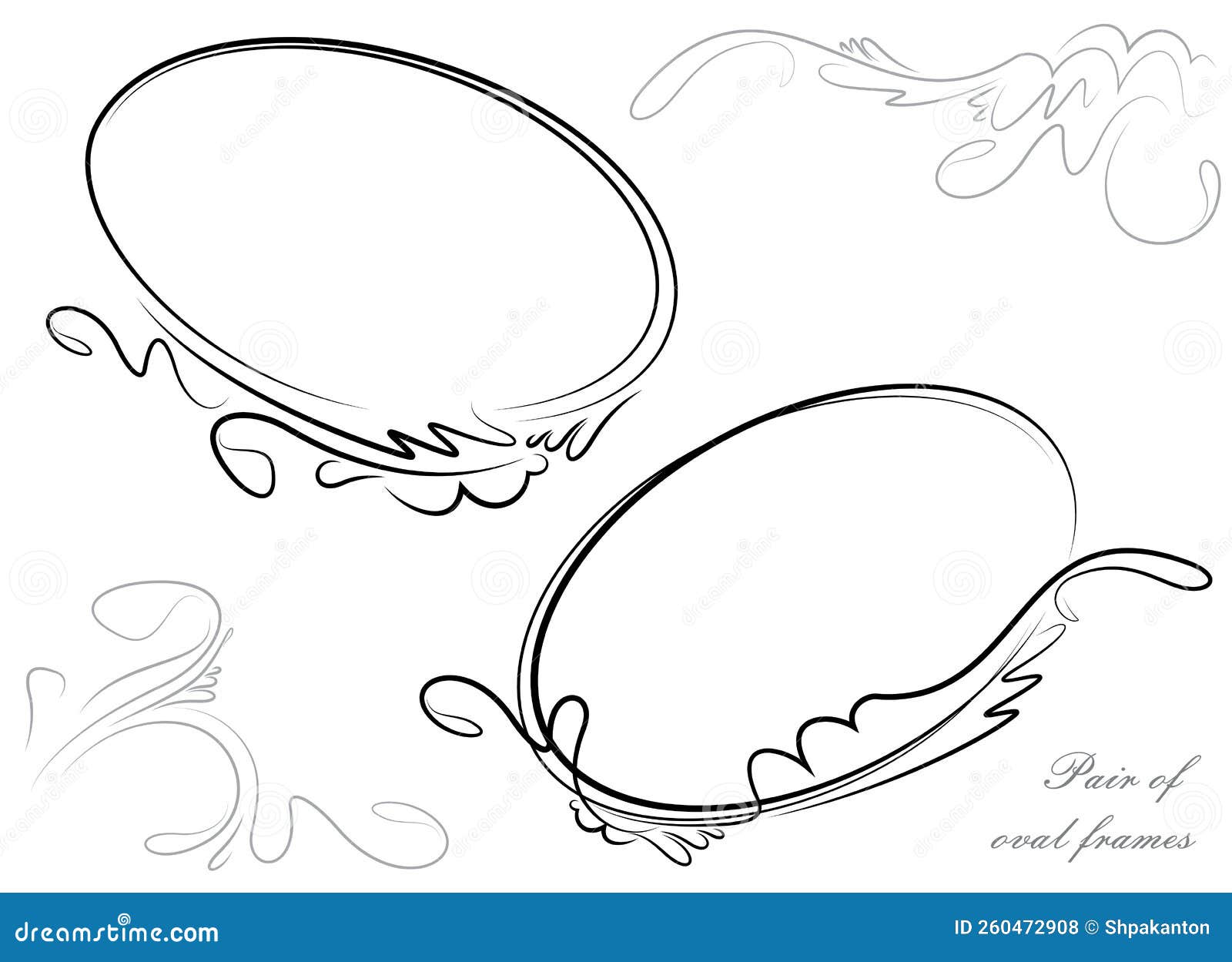 Bella Colección De Marcos Ovales. Vector Ilustración del Vector ...