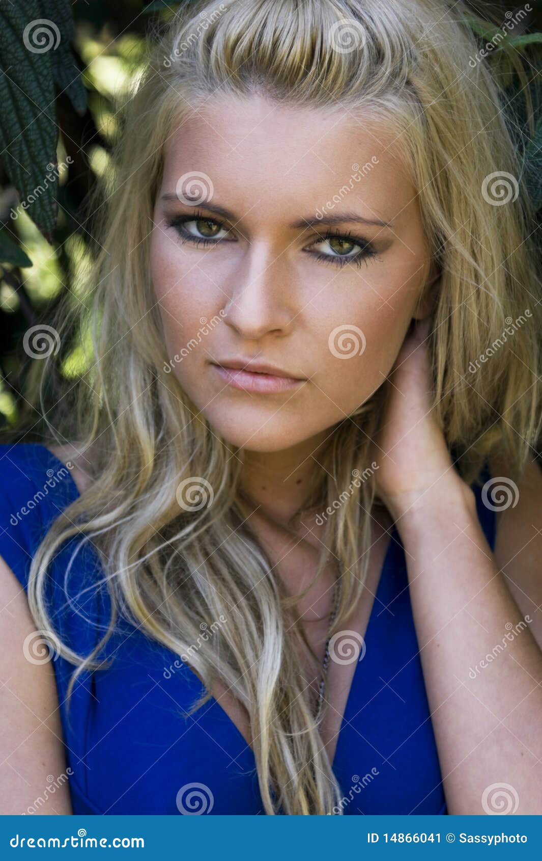 Bella Donna Bionda in Vestito Blu Immagine Stock - Immagine di vestito ...