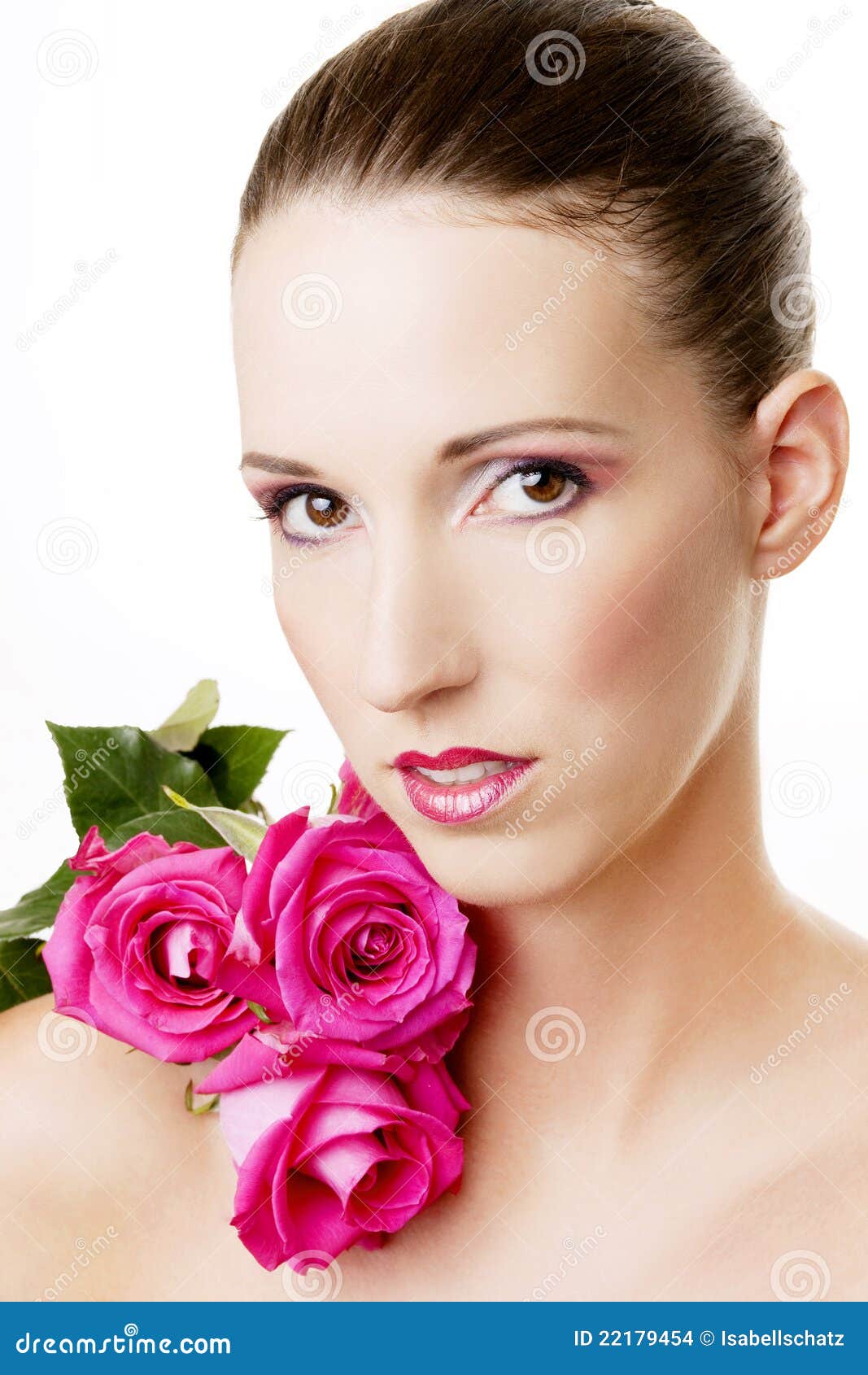 Bella Donna Con Le Rose Dentellare Fotografia Stock - Immagine di colpo ...