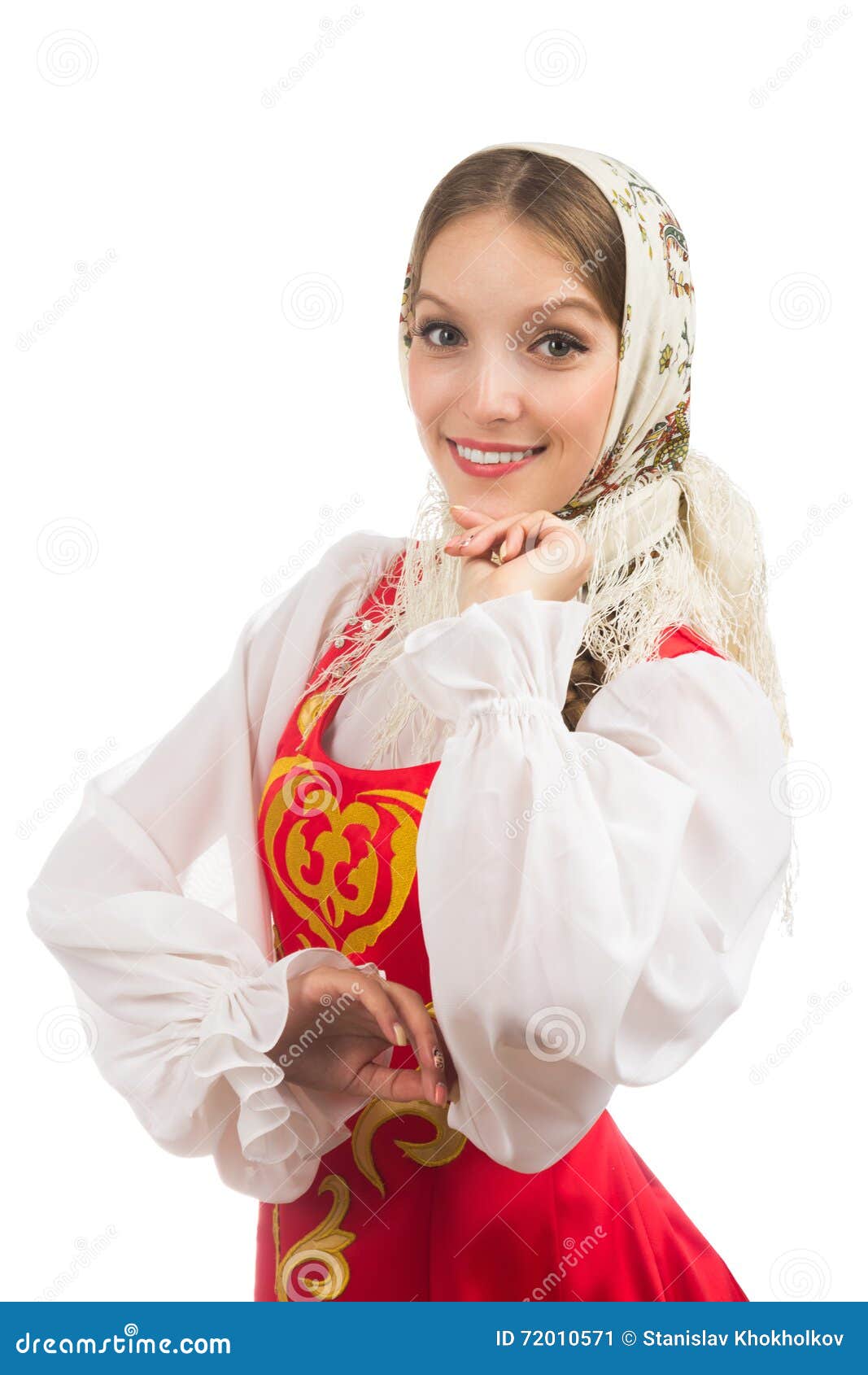 Bella Ragazza Russa Sorridente in Costume Piega Immagine Stock ...