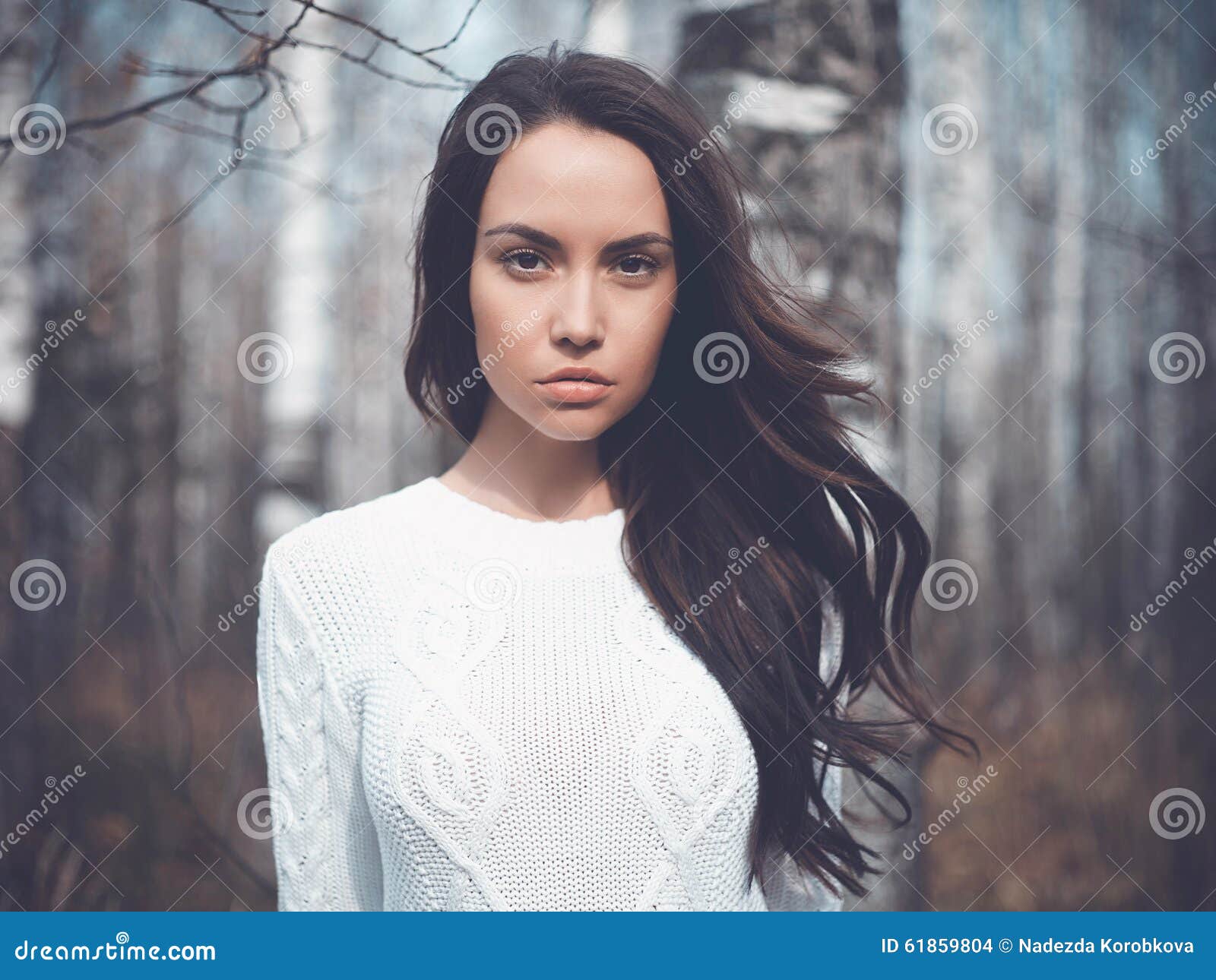 Bella Signora in Una Foresta Della Betulla Fotografia Stock - Immagine ...