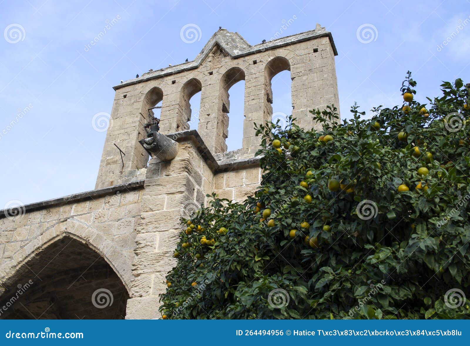 Bellabais Monastery, Bell Tower. Triangular Pediment Structure. Cyprus ...