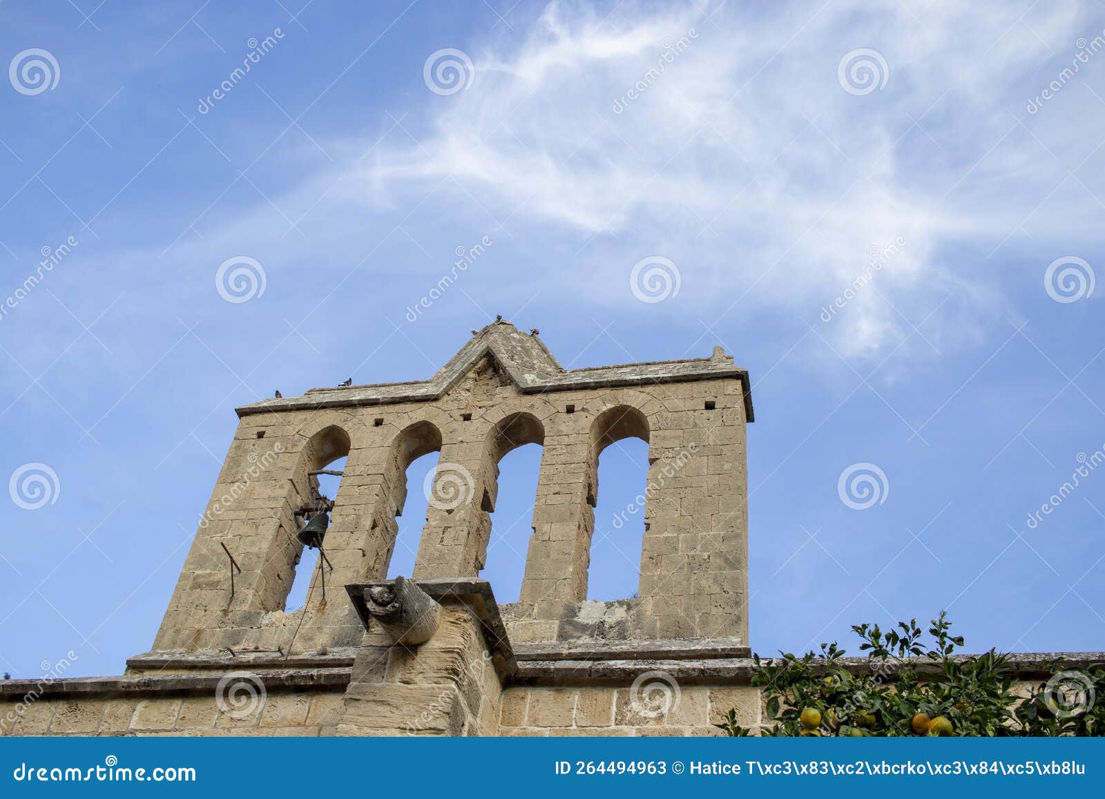 Bellabais Monastery, Bell Tower. Triangular Pediment Structure. Cyprus ...