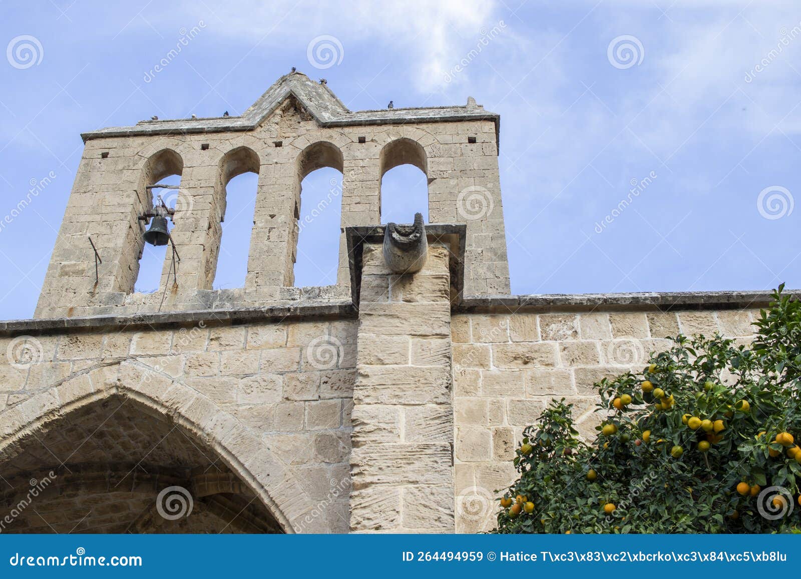 Bellabais Monastery, Bell Tower. Triangular Pediment Structure. Cyprus ...