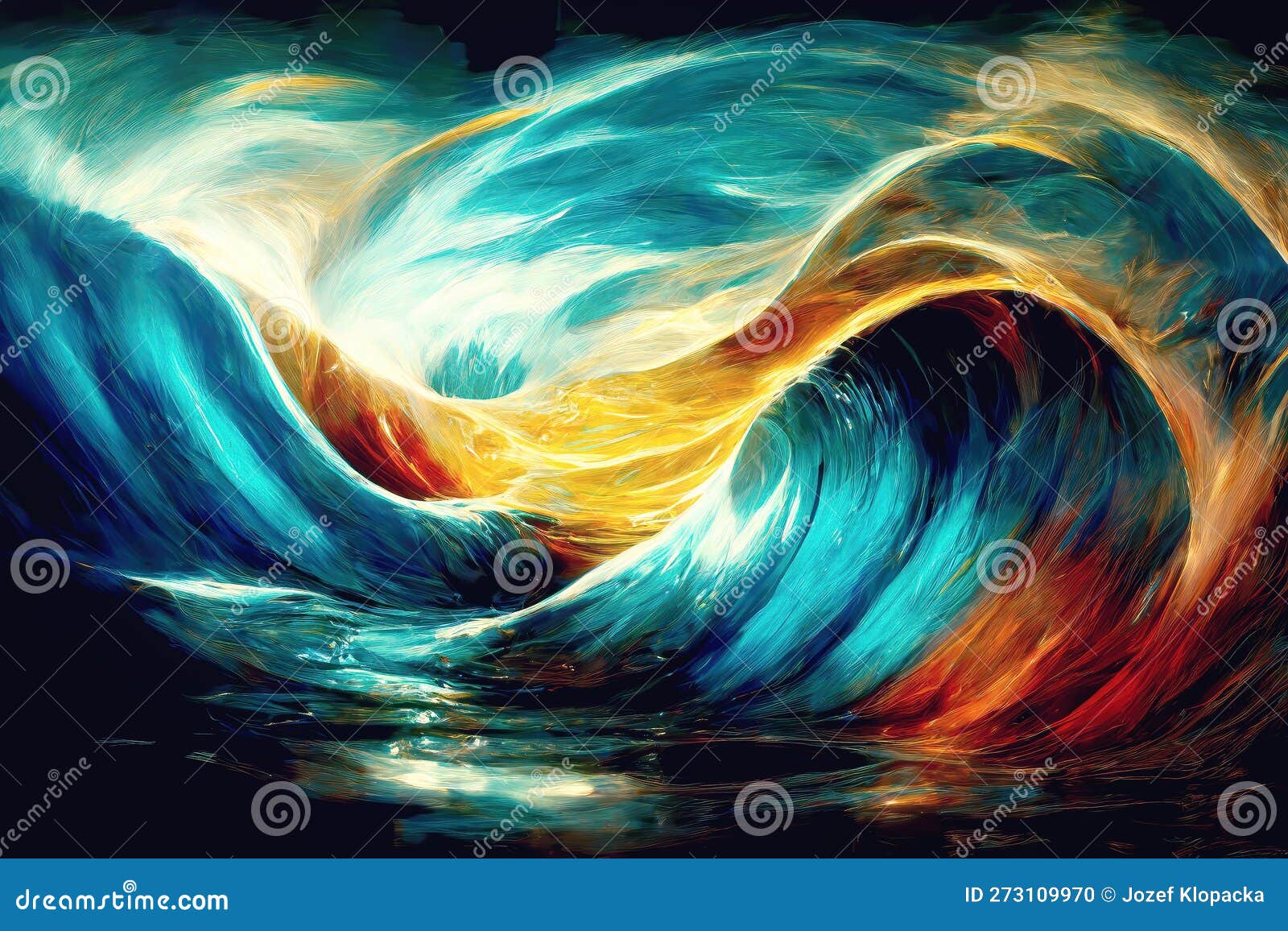 Bellas Olas De Colores. Arte Digital. Stock de ilustración ...