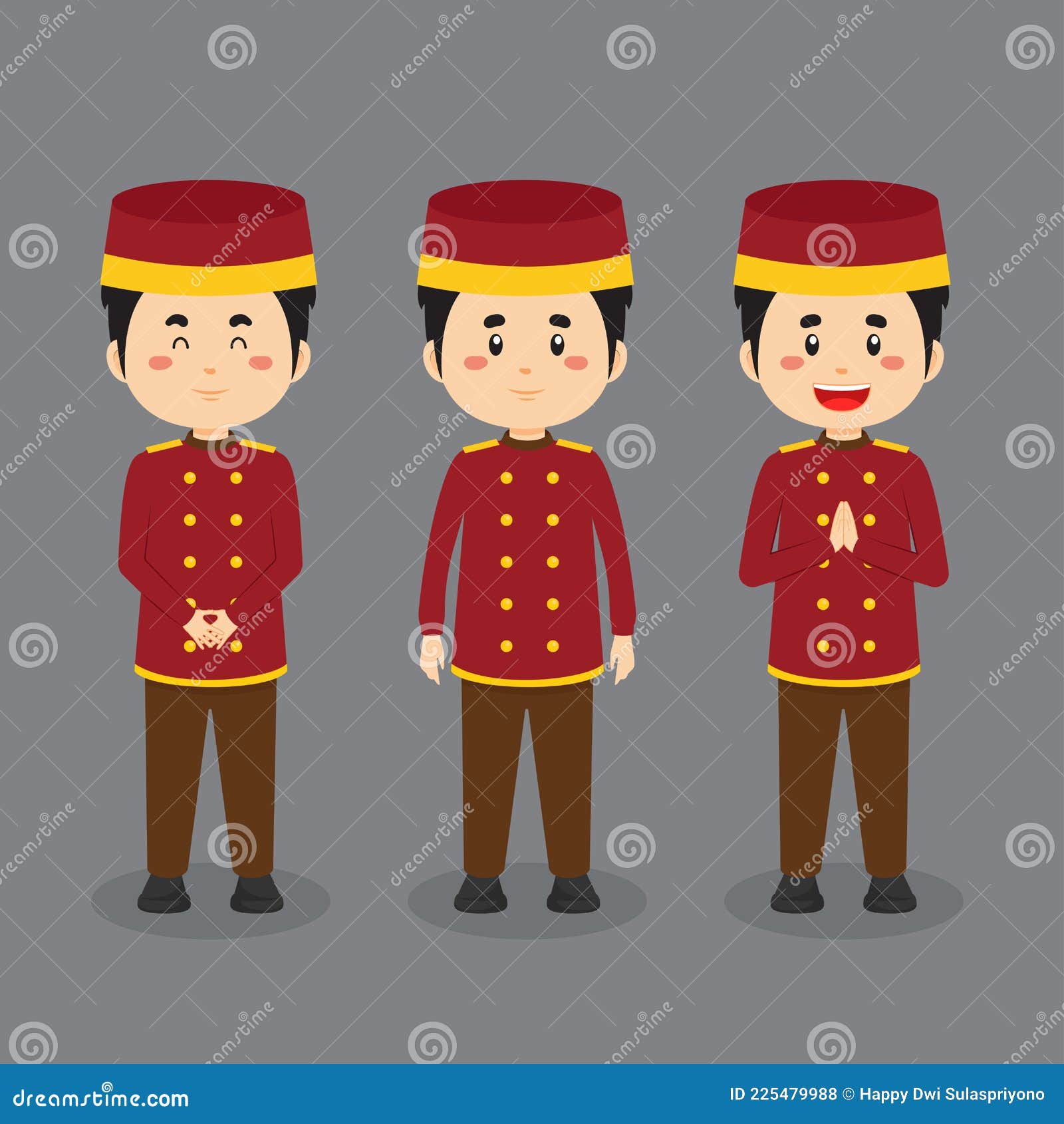 Bellboy Character with Various Expression Stock Vector - Illustration ...