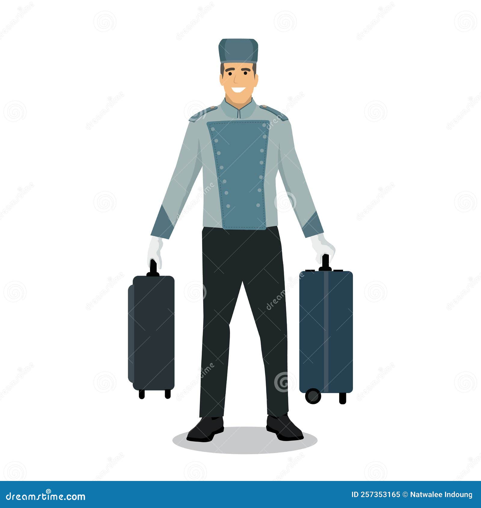 Bellboy Hotel with Luggage Smiling Stock Illustration - Illustration of ...