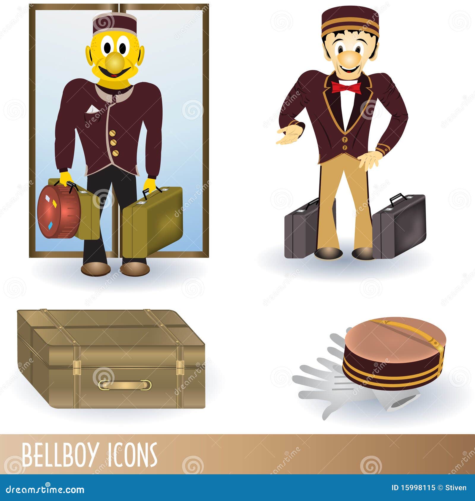 Bellboy icons stock vector. Illustration of label, gloves - 15998115