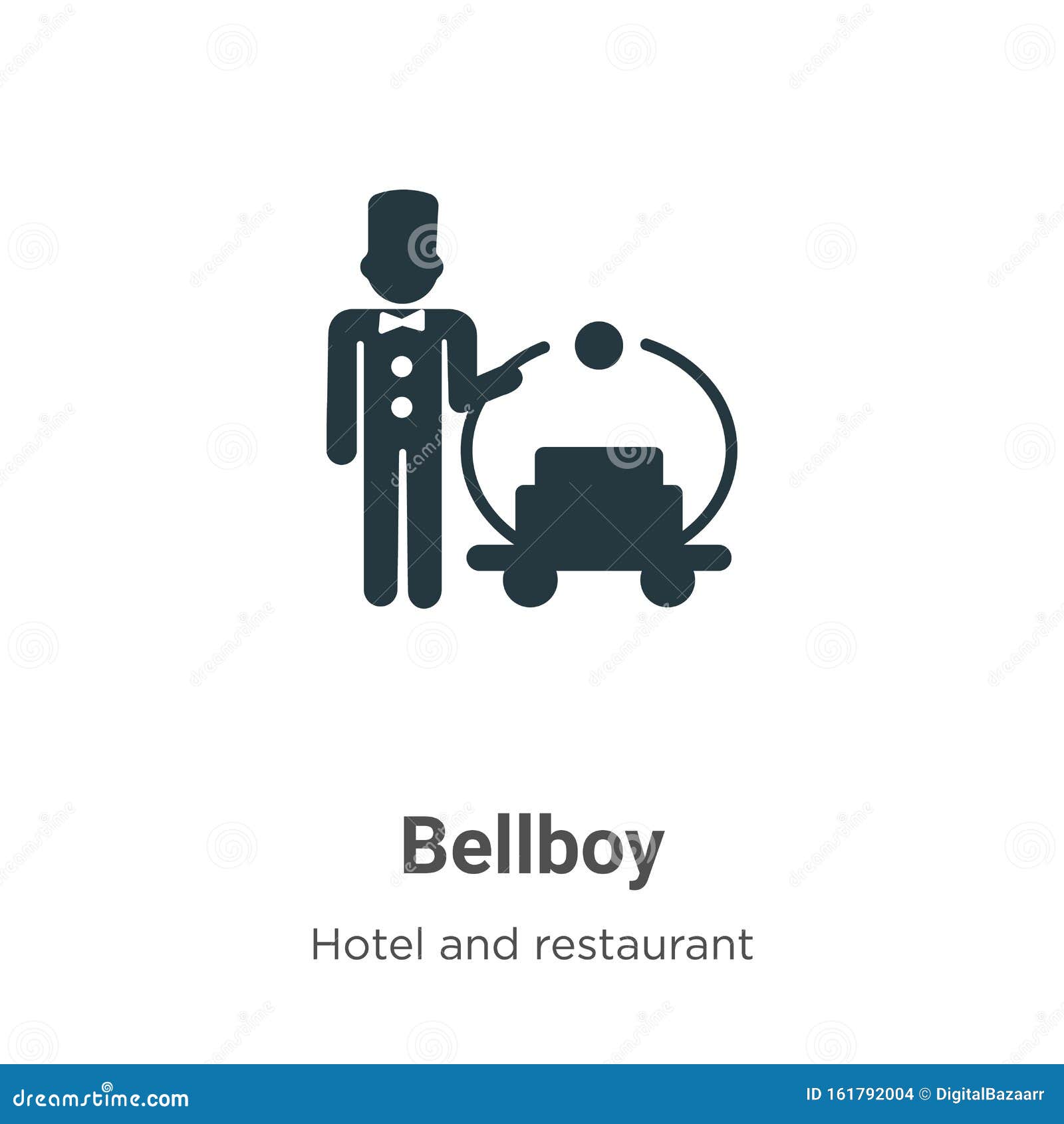 Bellboy Vector Icon on White Background. Flat Vector Bellboy Icon ...