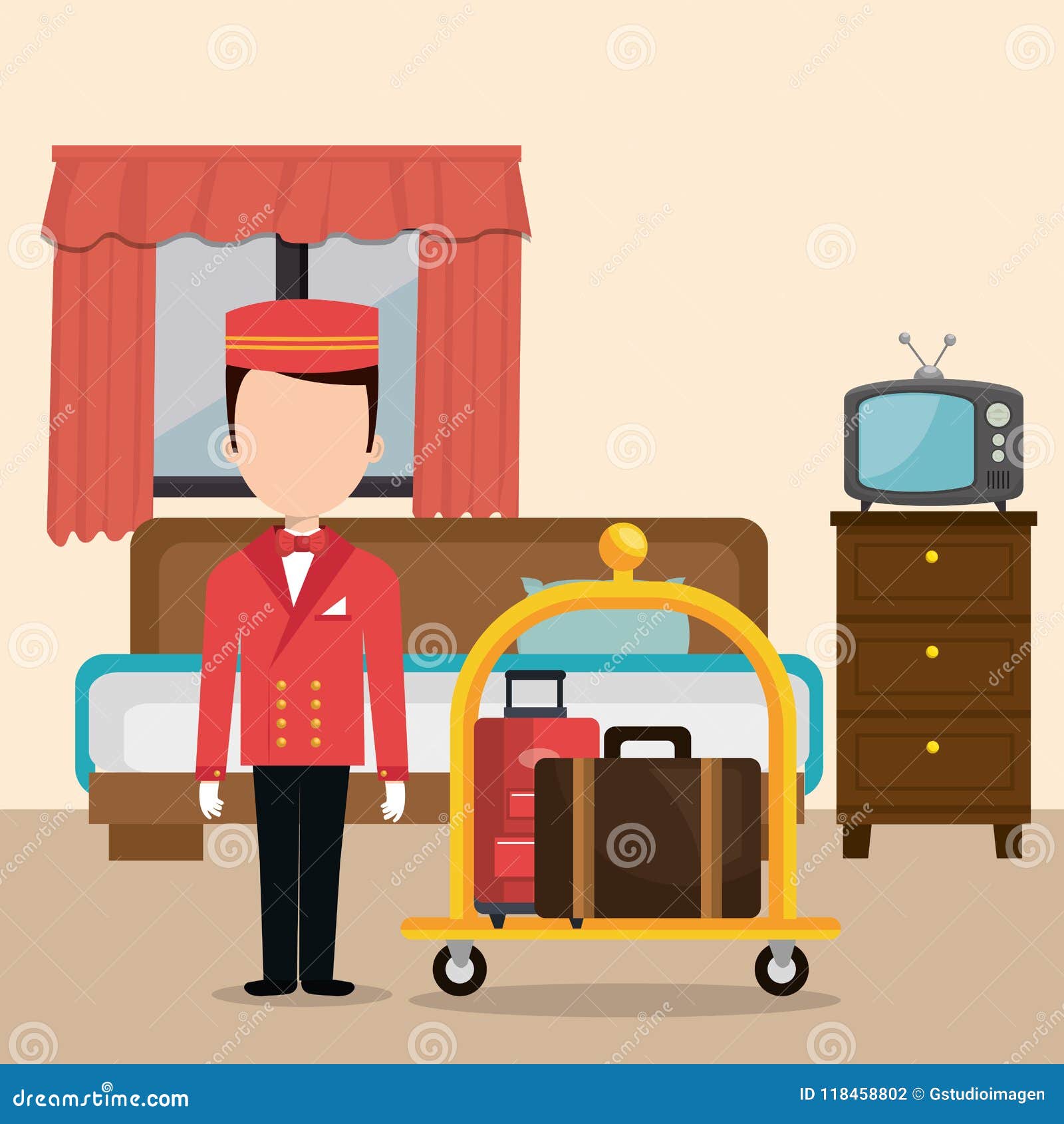 Bellboy Working in the Hotel Character Stock Vector - Illustration of ...