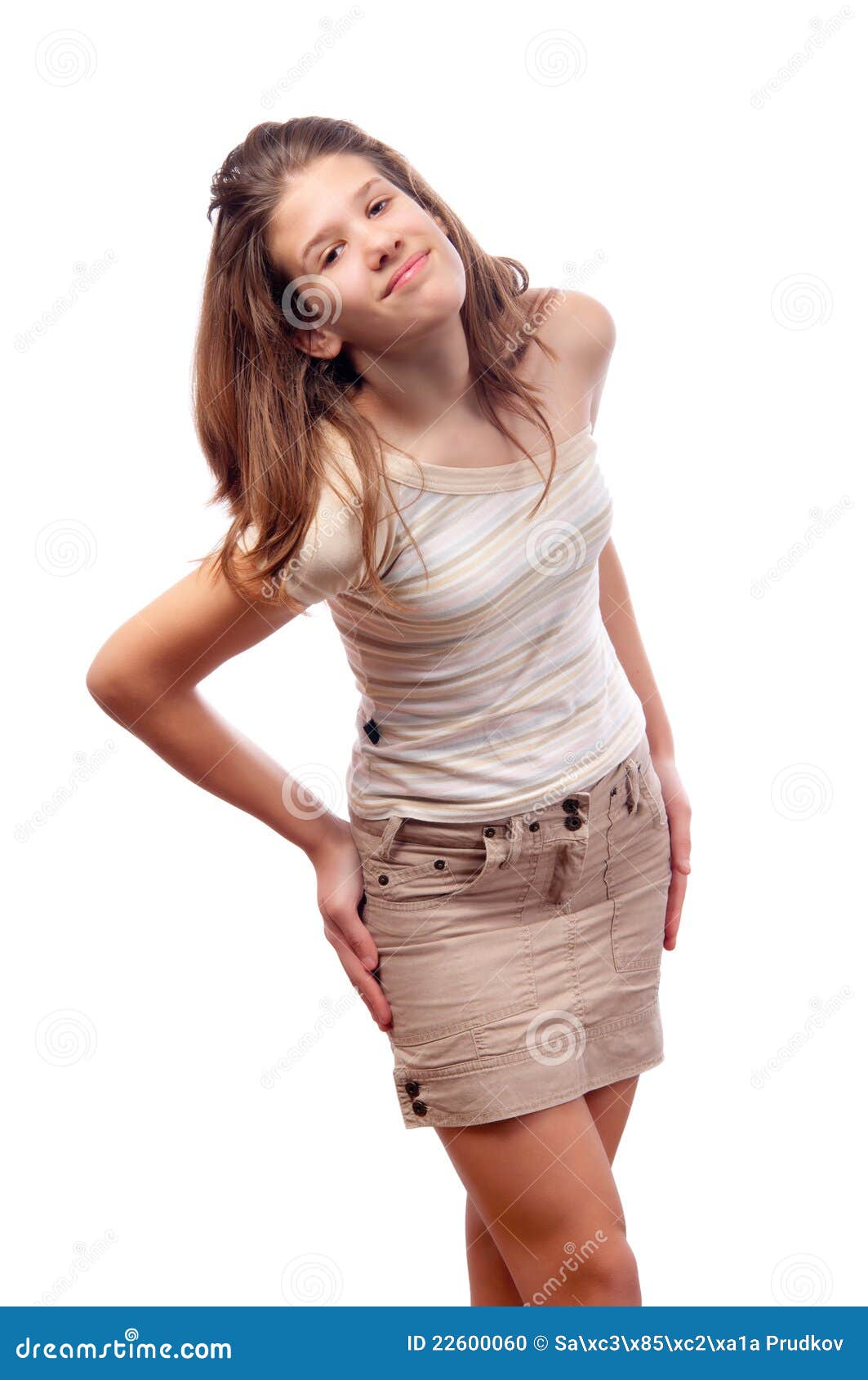 Belle Adolescente De Sourire Dans La Jupe Courte Photo Stock Image Du