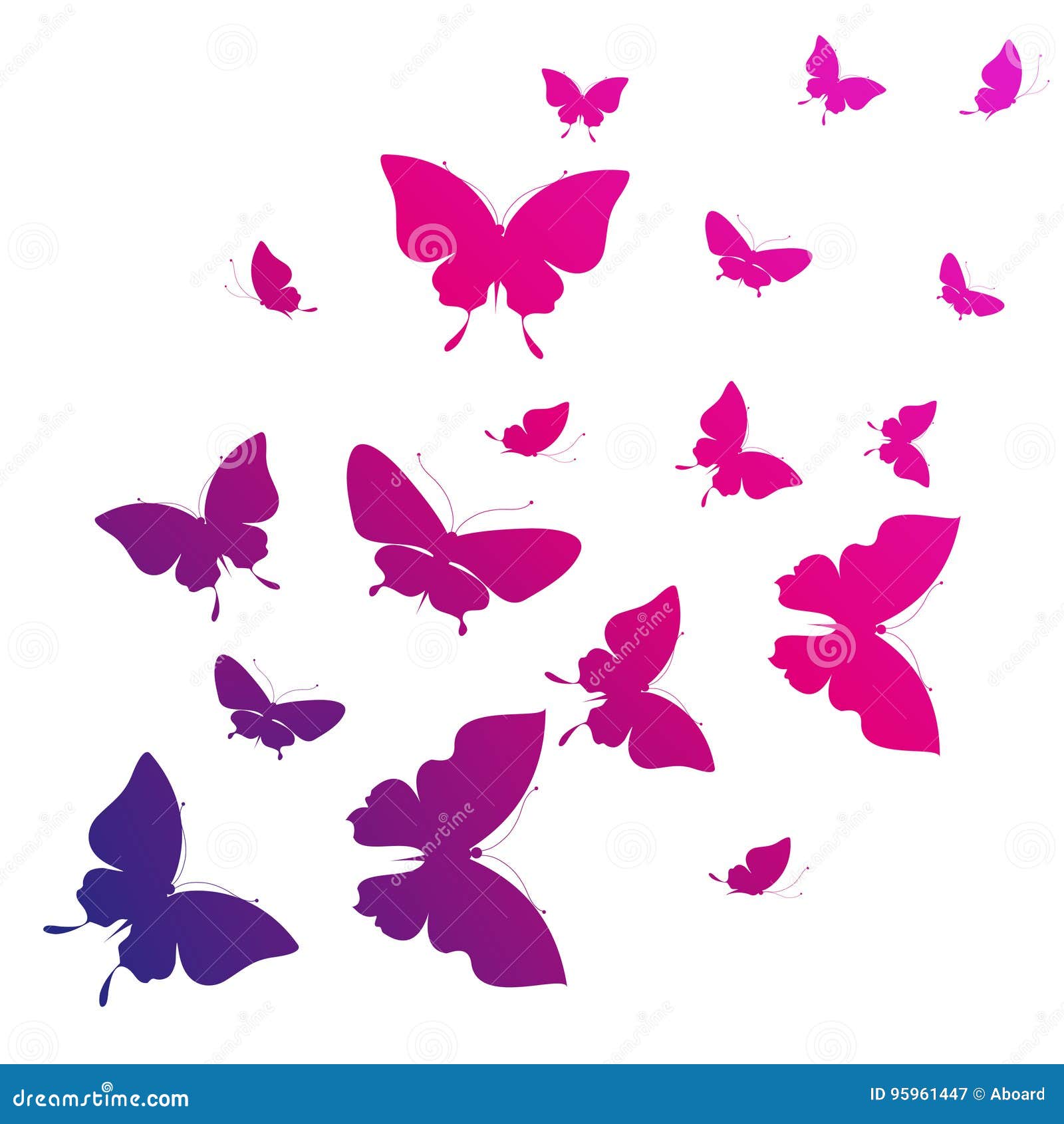 Belle Farfalle Rosa, Isolate Su Un Bianco Illustrazione Vettoriale ...