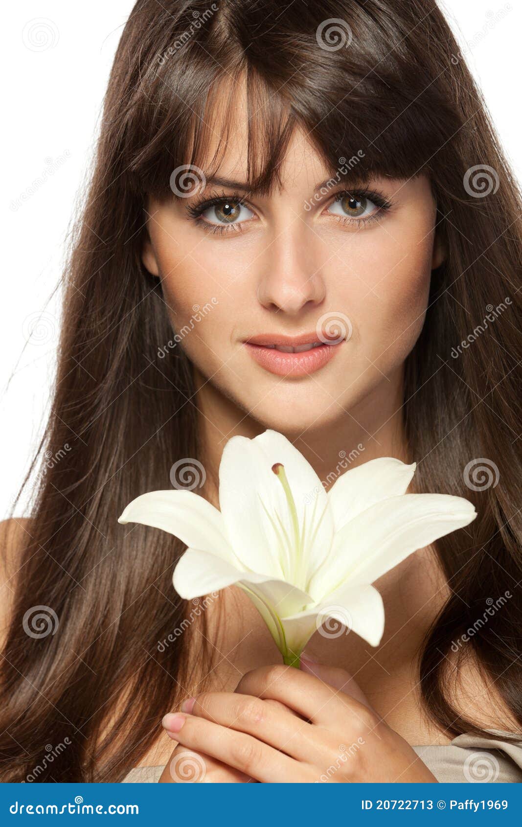 Belle Femelle Avec La Fleur De Lis Image stock - Image of perfection ...