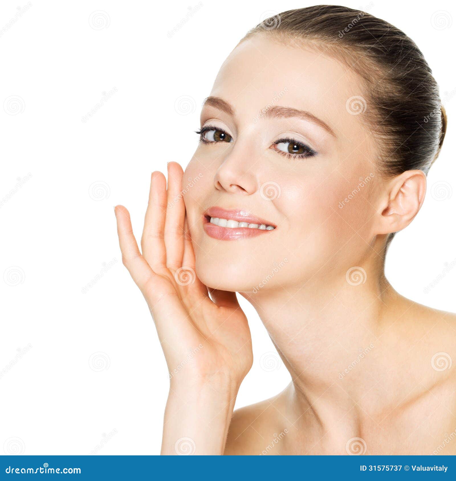 Belle Femme De Sourire Avec La Peau Propre Image Stock Image Du