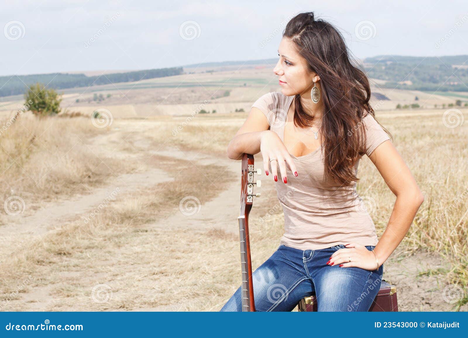Belle Fille Sexy De Guitare De Pays Photo Stock Image Du Beauté